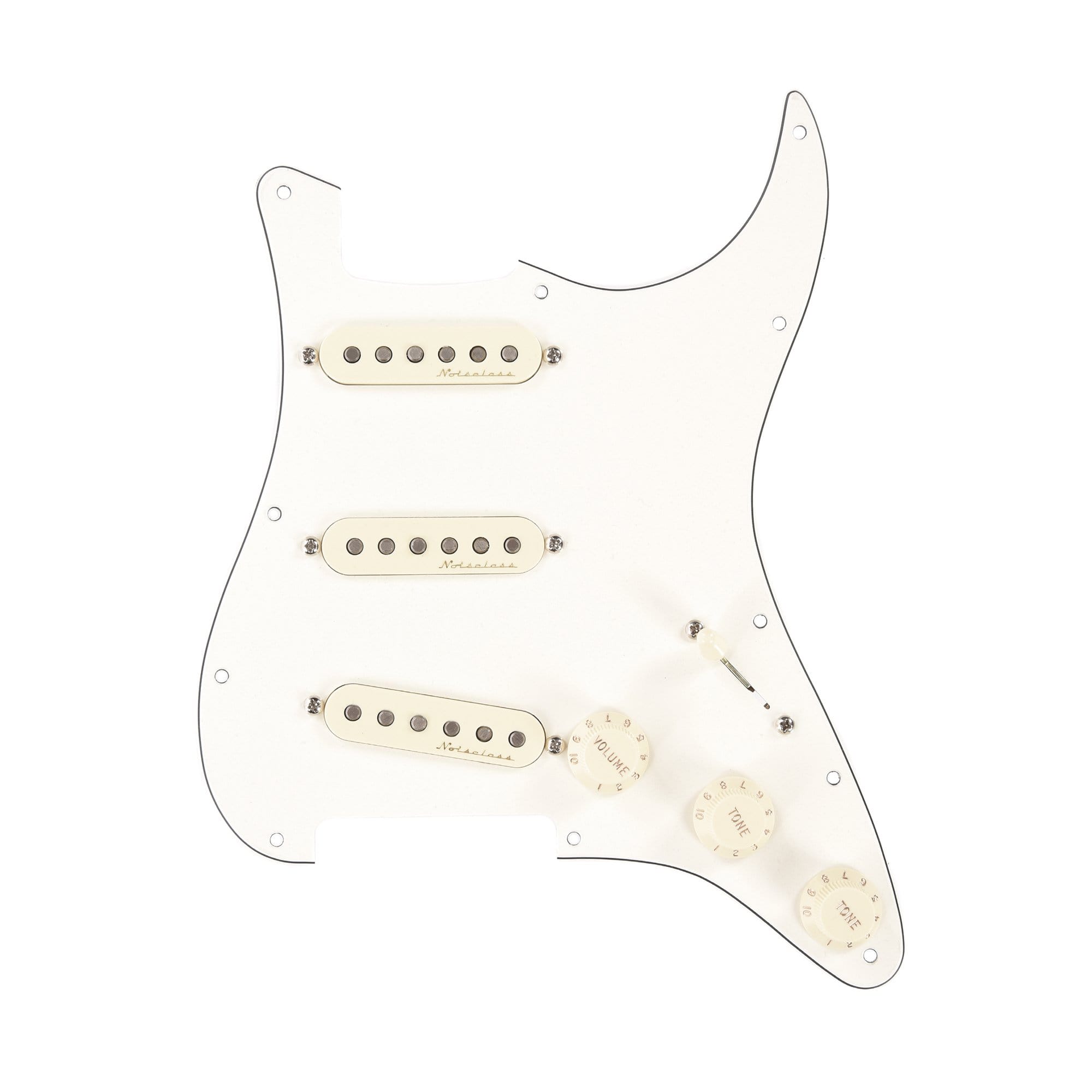 Fender Pre-Wired Pickguard Stratocaster SSS Vintage Noiseless 3-Ply Wh ...