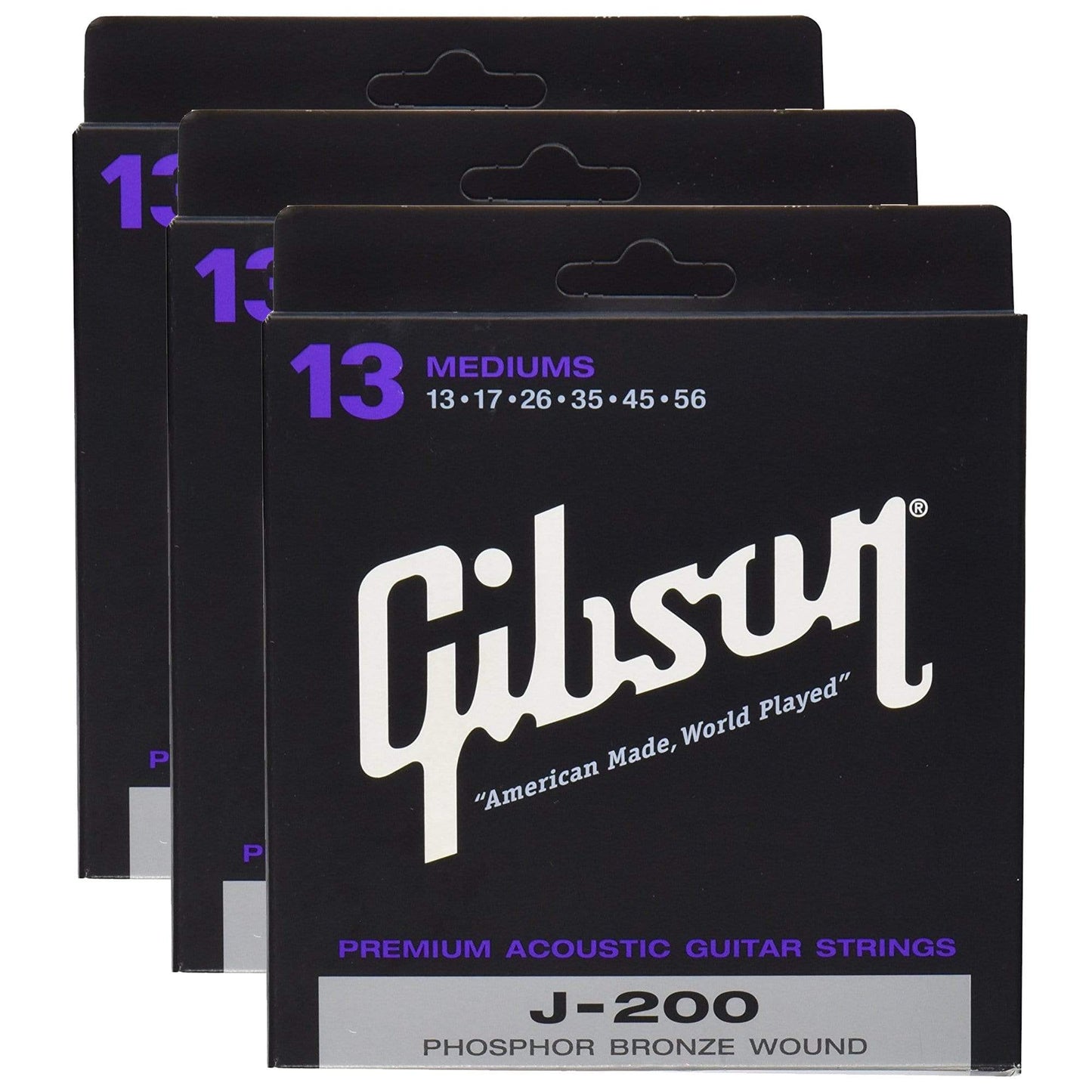 Gibson Gear J-200 Phosphor Bronze Acoustic Guitar Strings 13-56 (3 Pac ...
