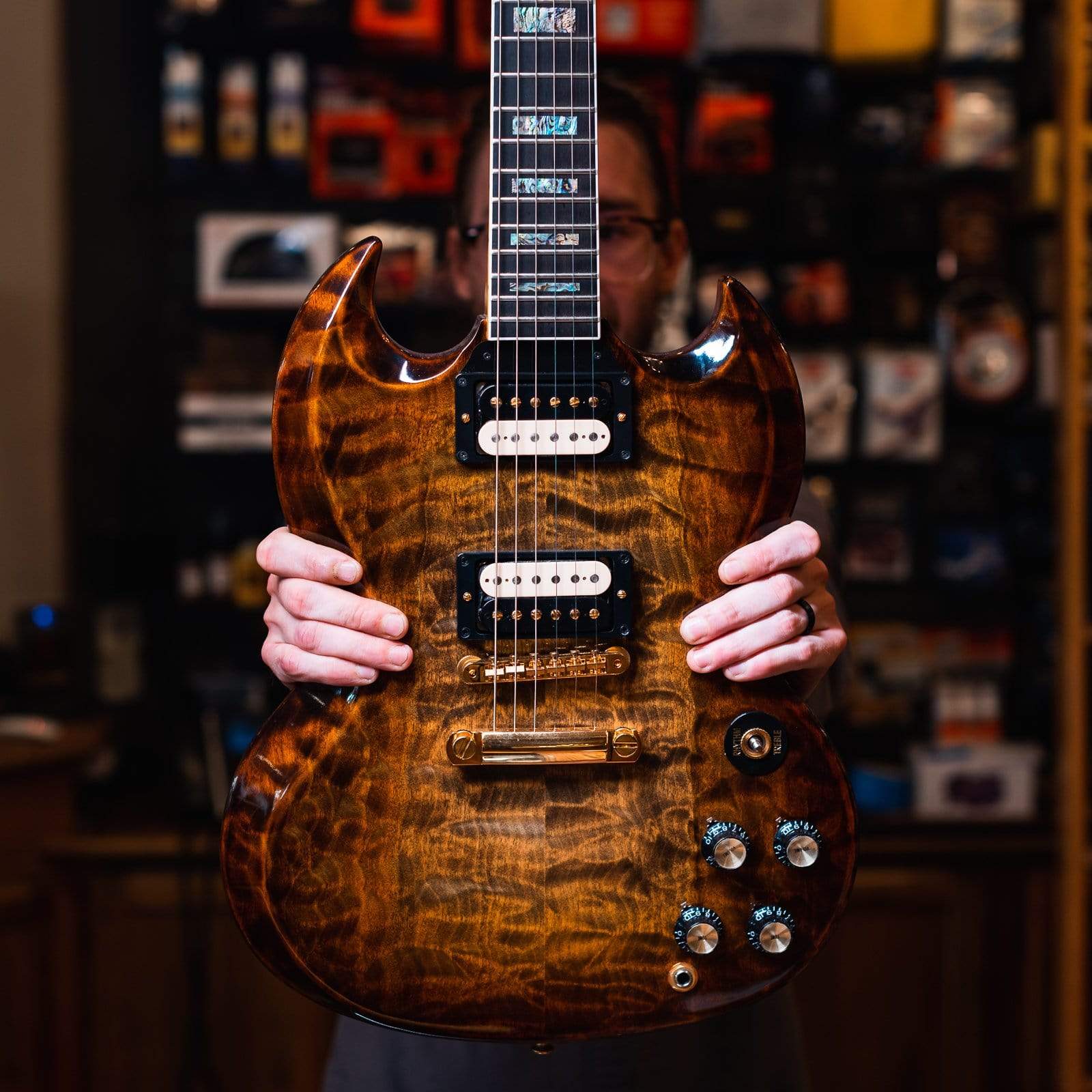 Gibson Custom SG Custom Exotic Quilted Top Whiskey Cobra Burst Gloss N ...