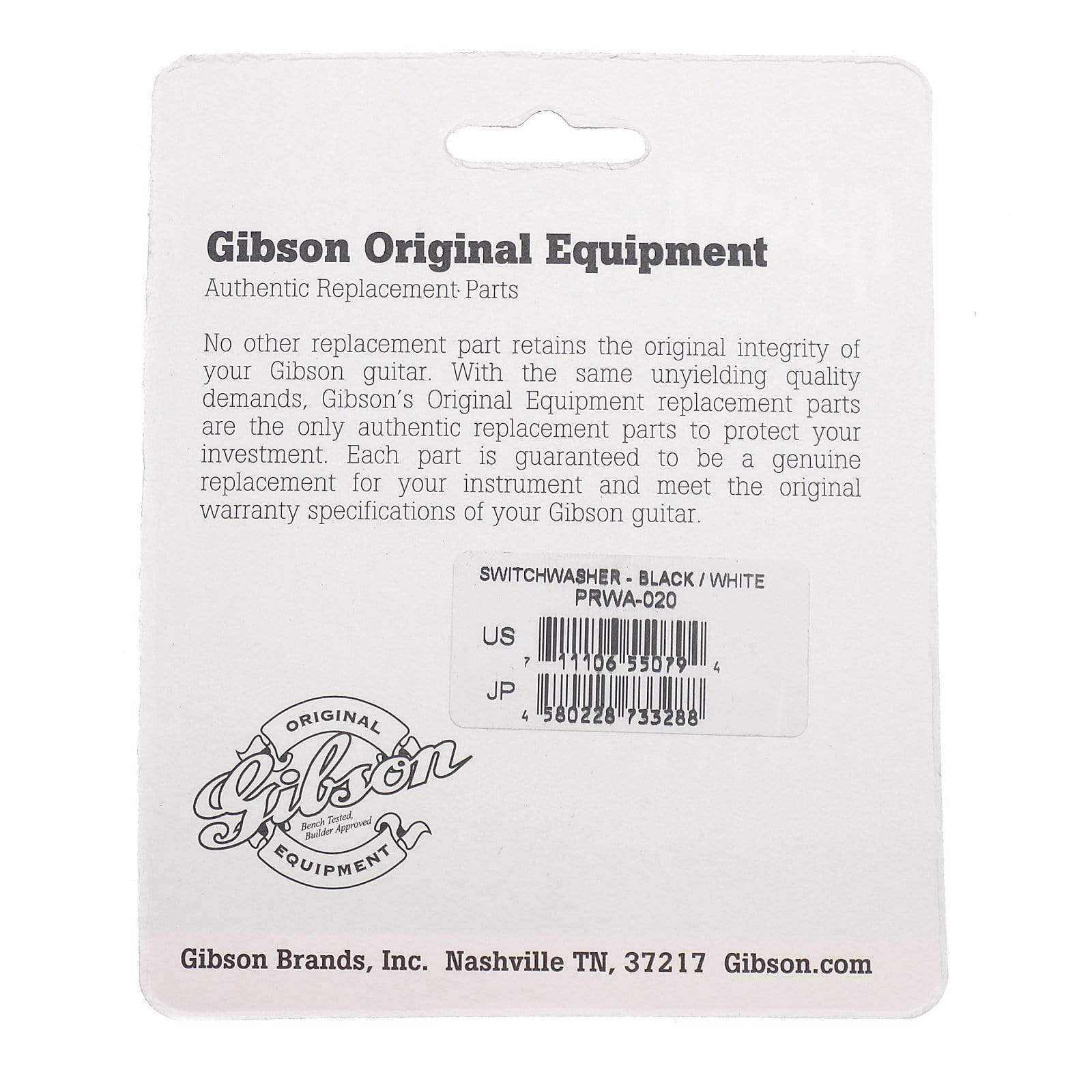 Gibson Switch washer - Black w/ White Imprint – Chicago Music Exchange
