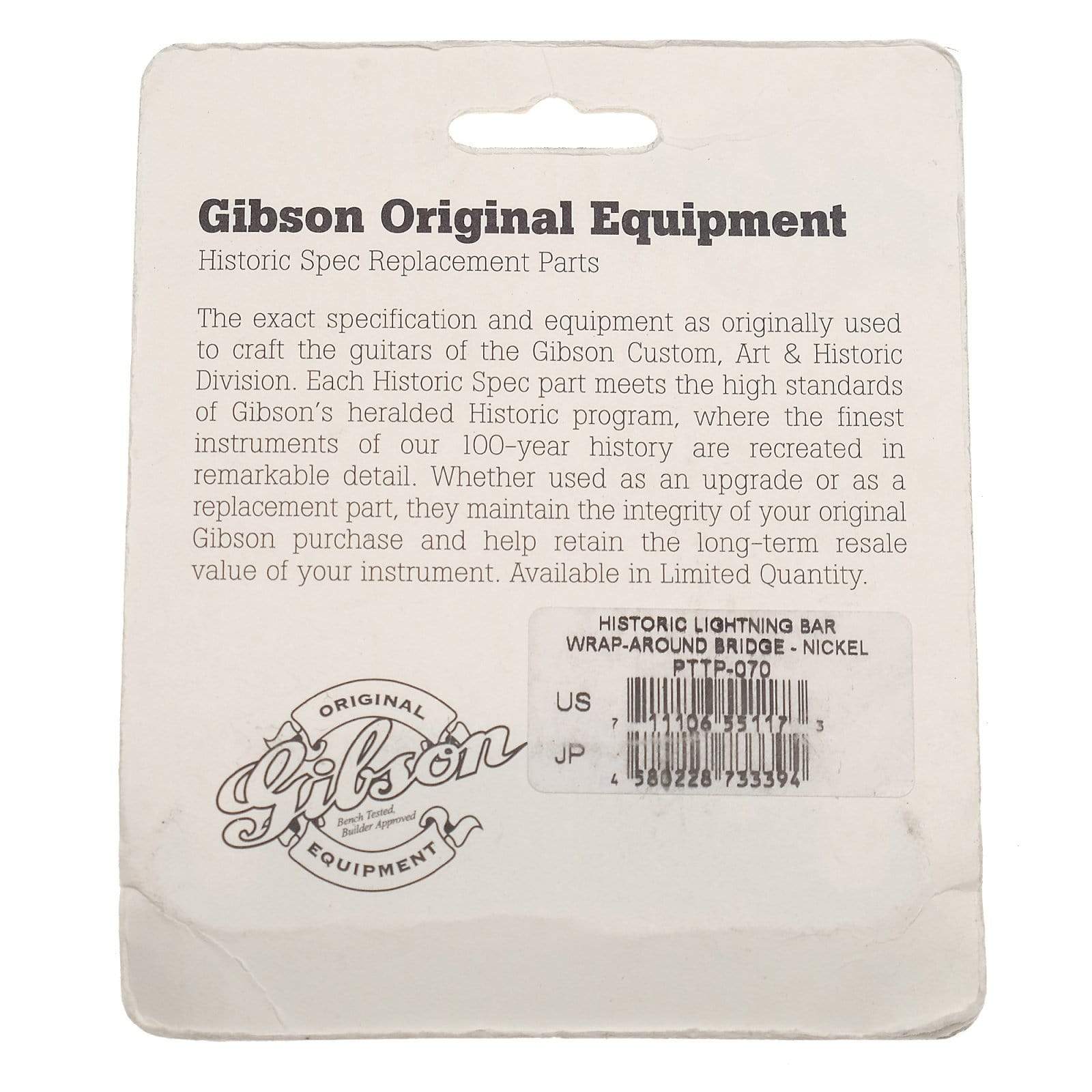 Gibson Lightning Bar Wraparound Compensating Bridge - Nickel – Chicago ...