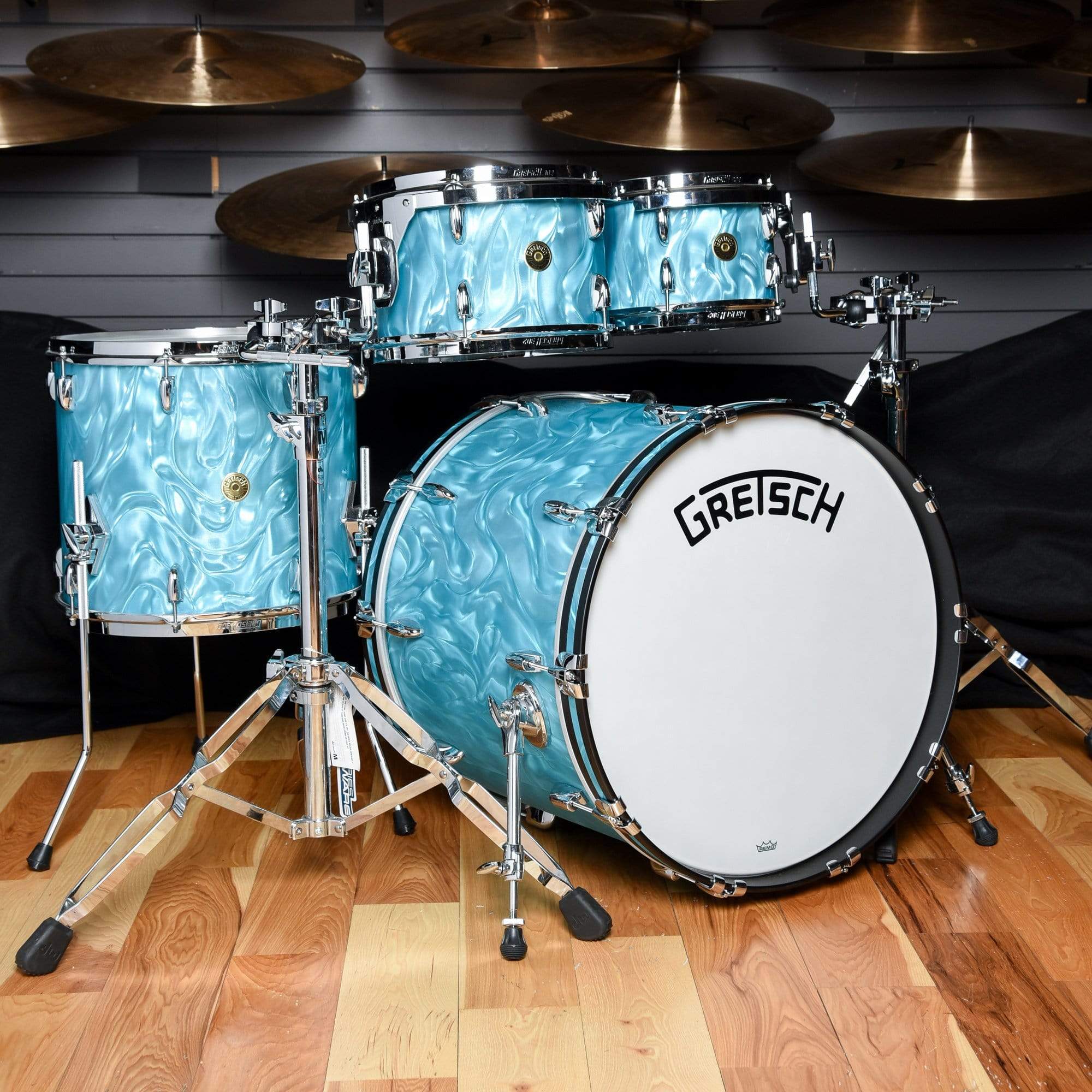 Gretsch Broadkaster 10/12/16/22 4pc. Drum Kit Aqua Satin Flame ...