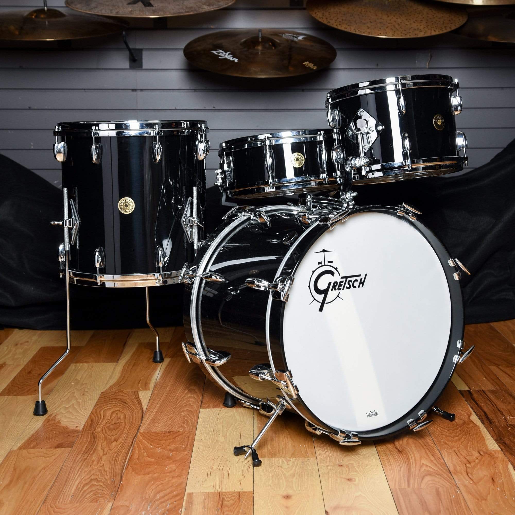 Gretsch USA Custom 12/14/18/5x14 4pc. Drum Kit Piano Black (Vintage Bu ...