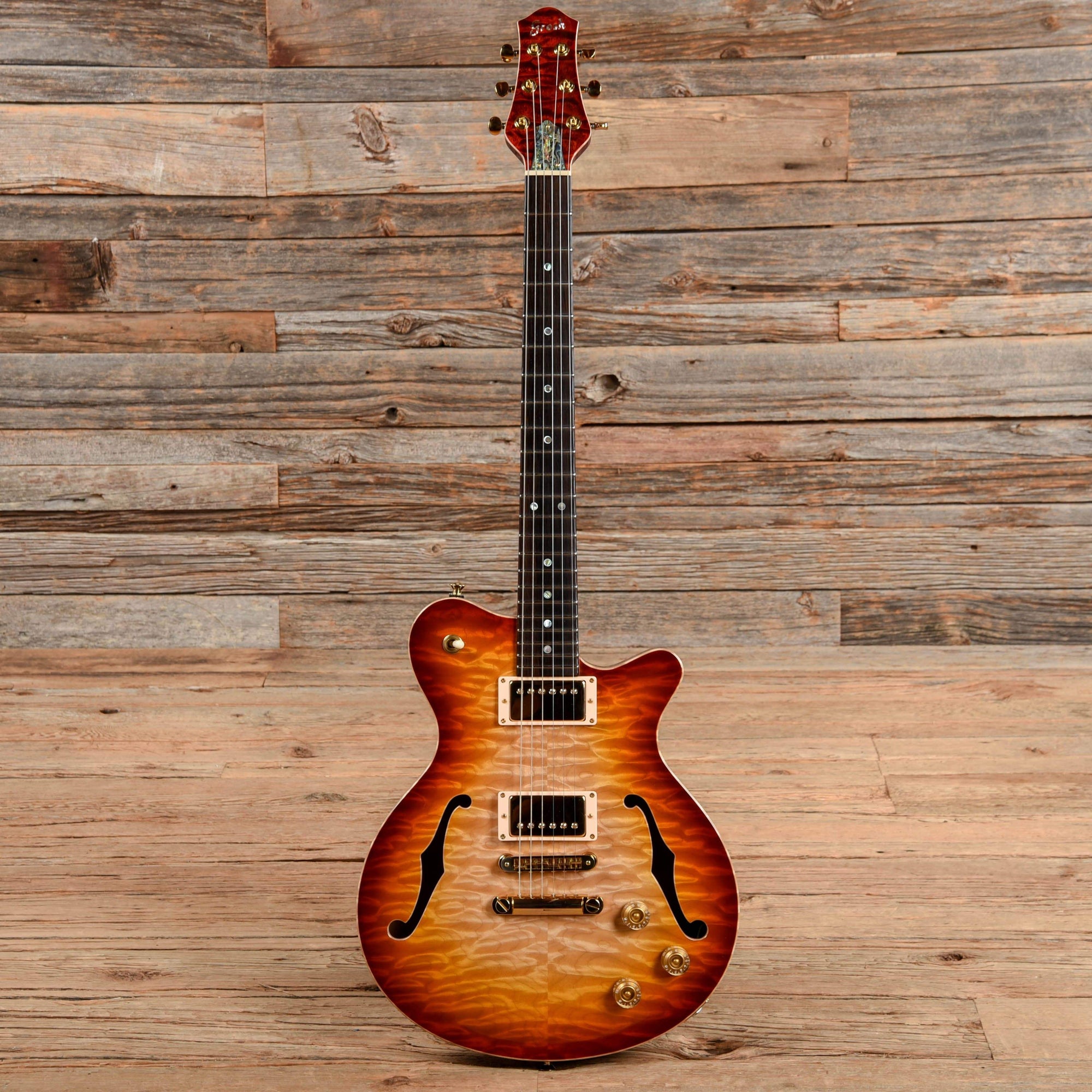 Grosh Guitars Set Neck Semi-Hollow Quilted Natural Burst – Chicago ...