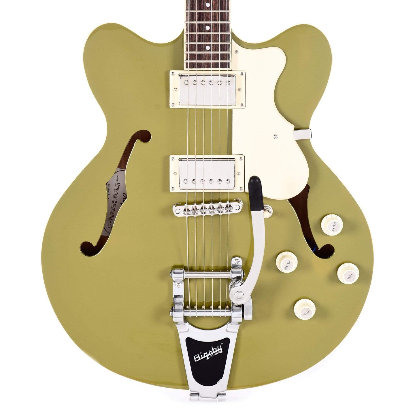 Hofner Contemporary Verythin Olive Green w/Bigsby – Chicago Music Exchange