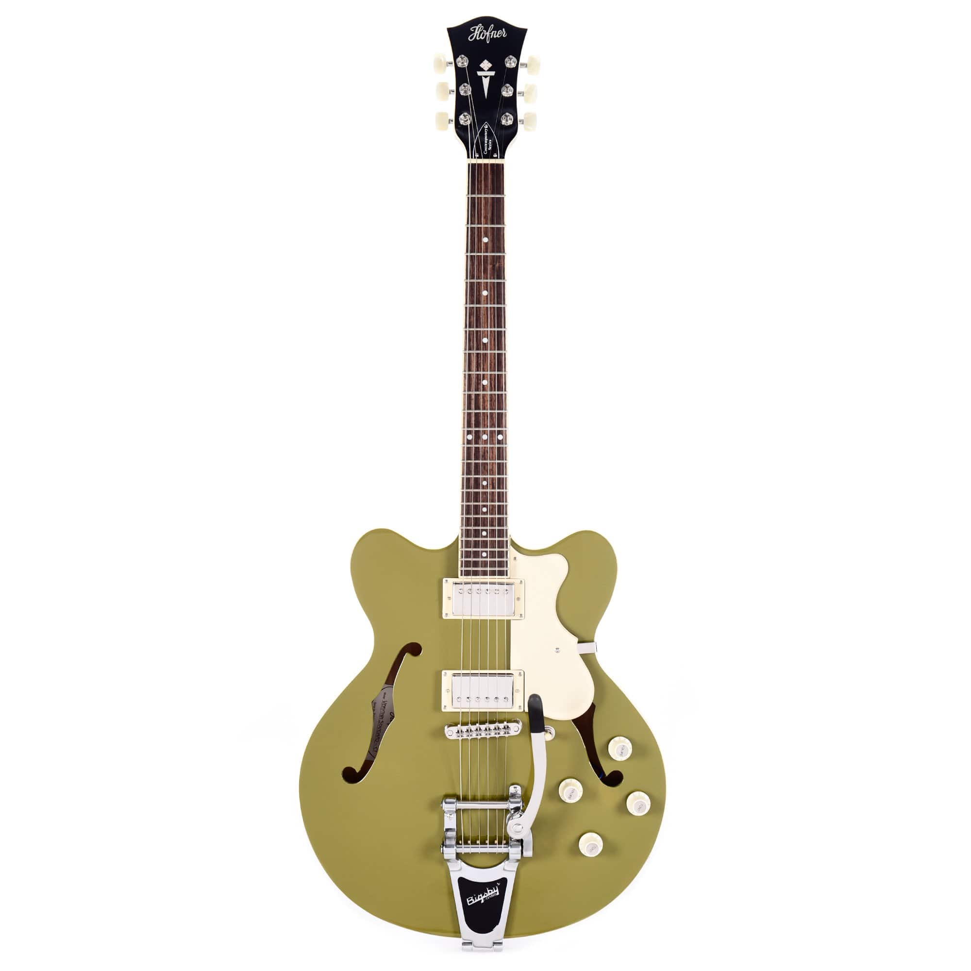 Hofner Contemporary Verythin Olive Green w/Bigsby – Chicago Music Exchange