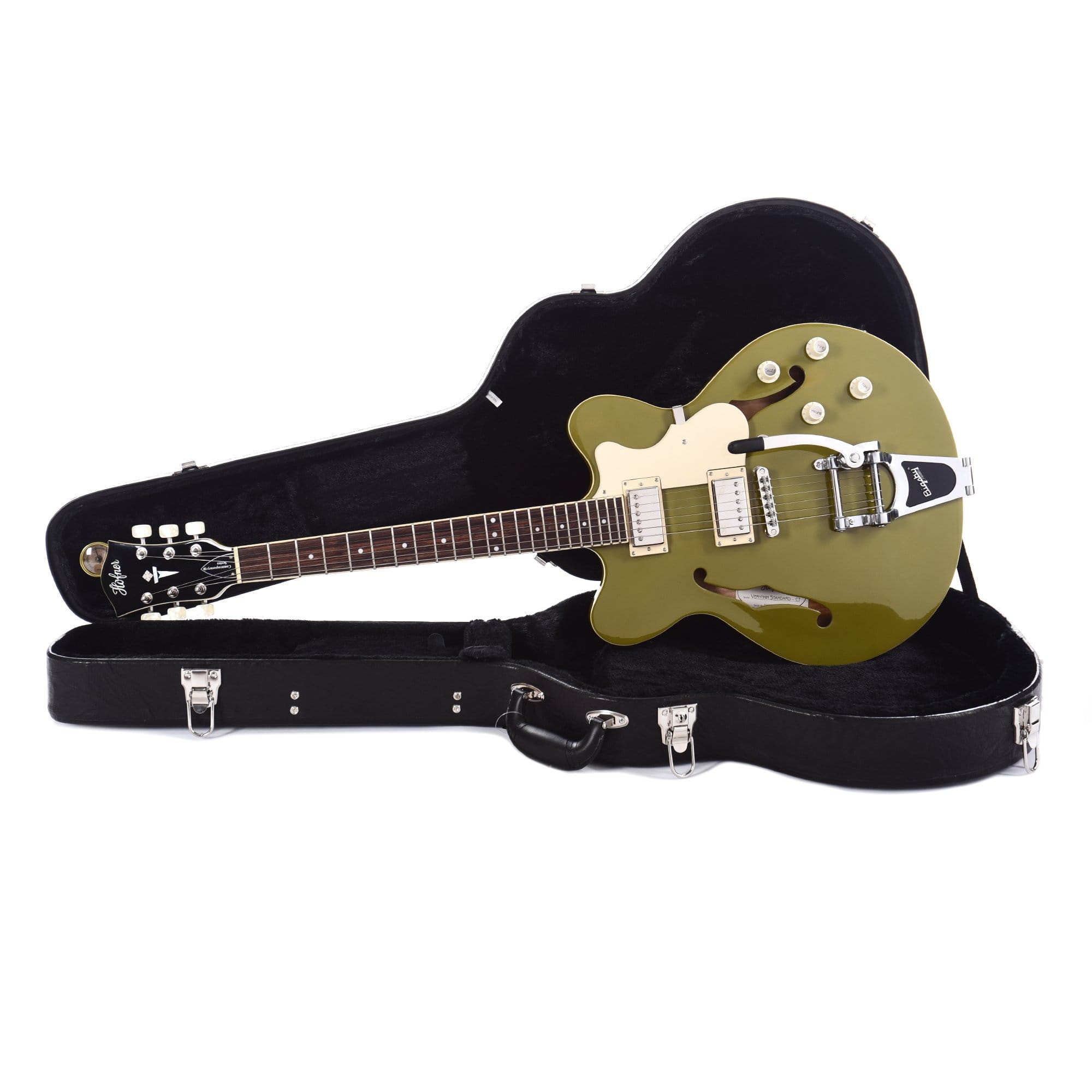Hofner Contemporary Verythin Olive Green w/Bigsby – Chicago Music Exchange