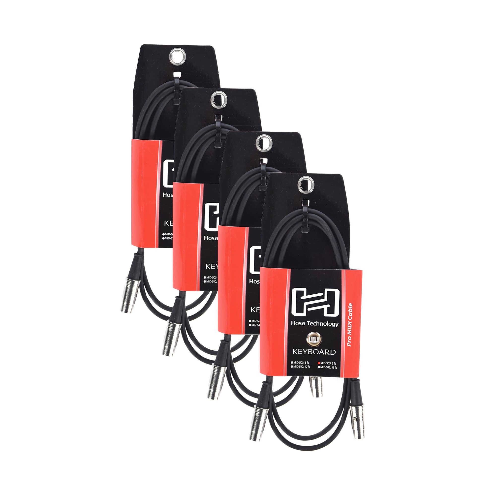 Hosa Pro MIDI Cable Serviceable 5-pin DIN to DIN 5 ft 4 Pack Bundle ...