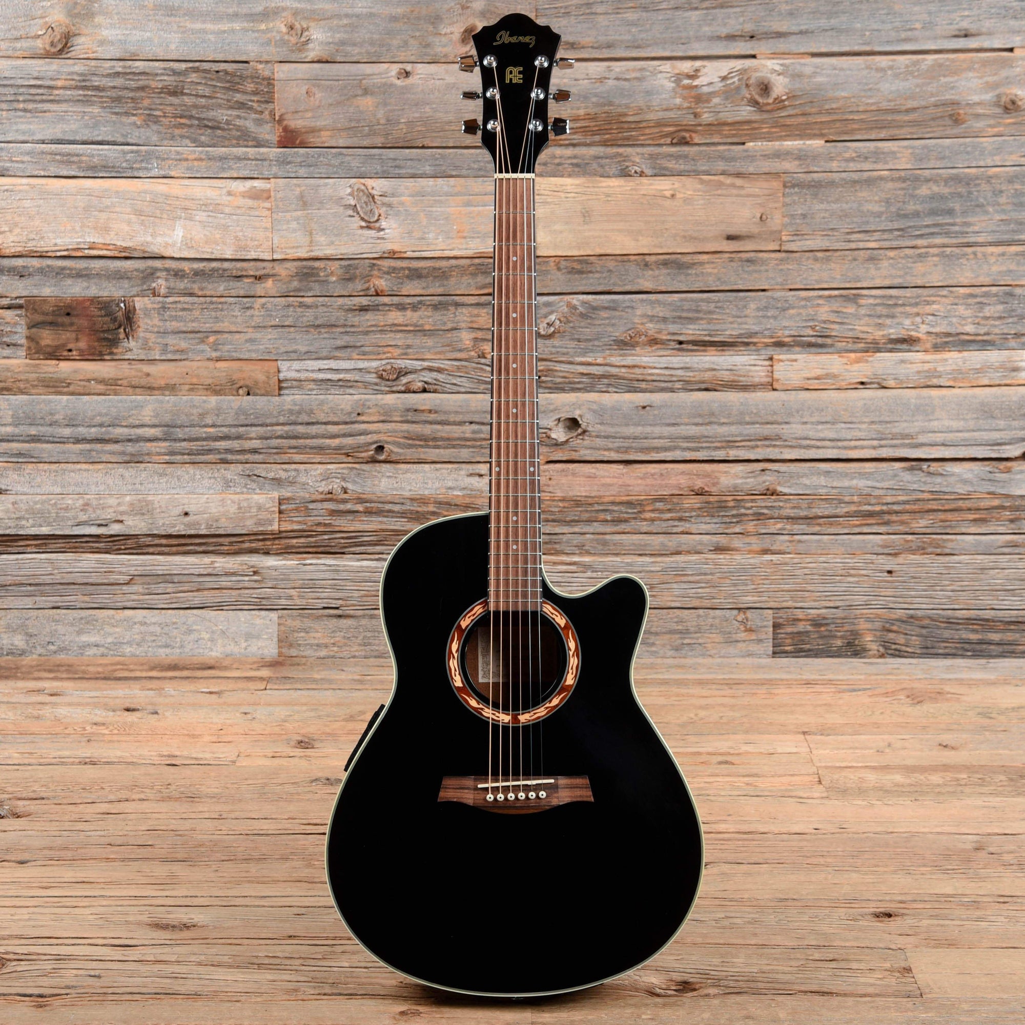 Ibanez AEF18 Black – Chicago Music Exchange