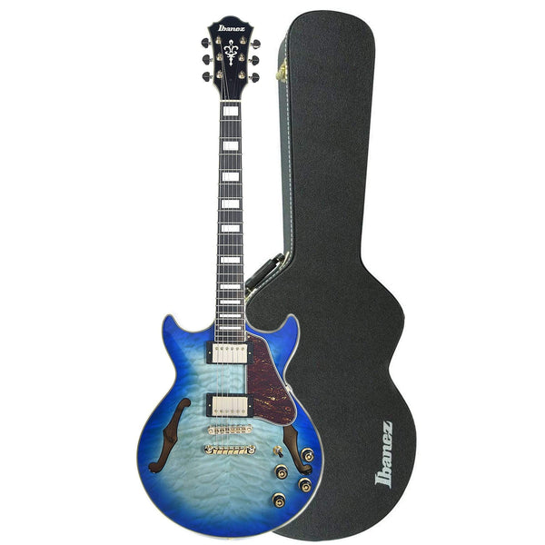 Ibanez AM93QM Artcore Expressionist Semi-Hollow Body Jet Blue Burst w ...