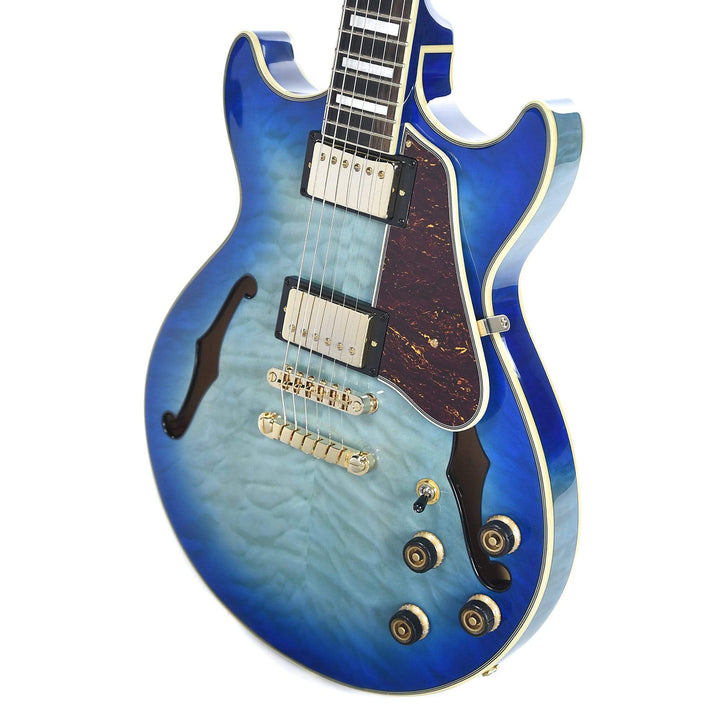 Ibanez AM93QM Artcore Expressionist Semi-Hollow Body Jet Blue Burst w ...