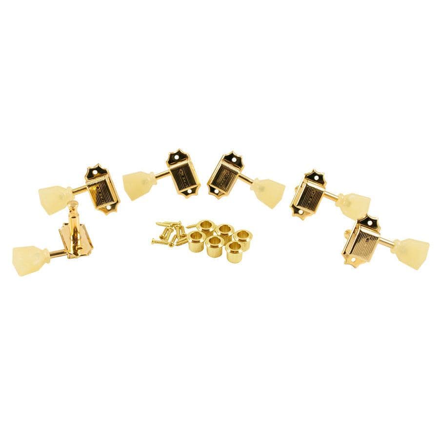 Kluson 3+3 Tuners Pearl Single Ring Button Single Line Gold – Chicago ...