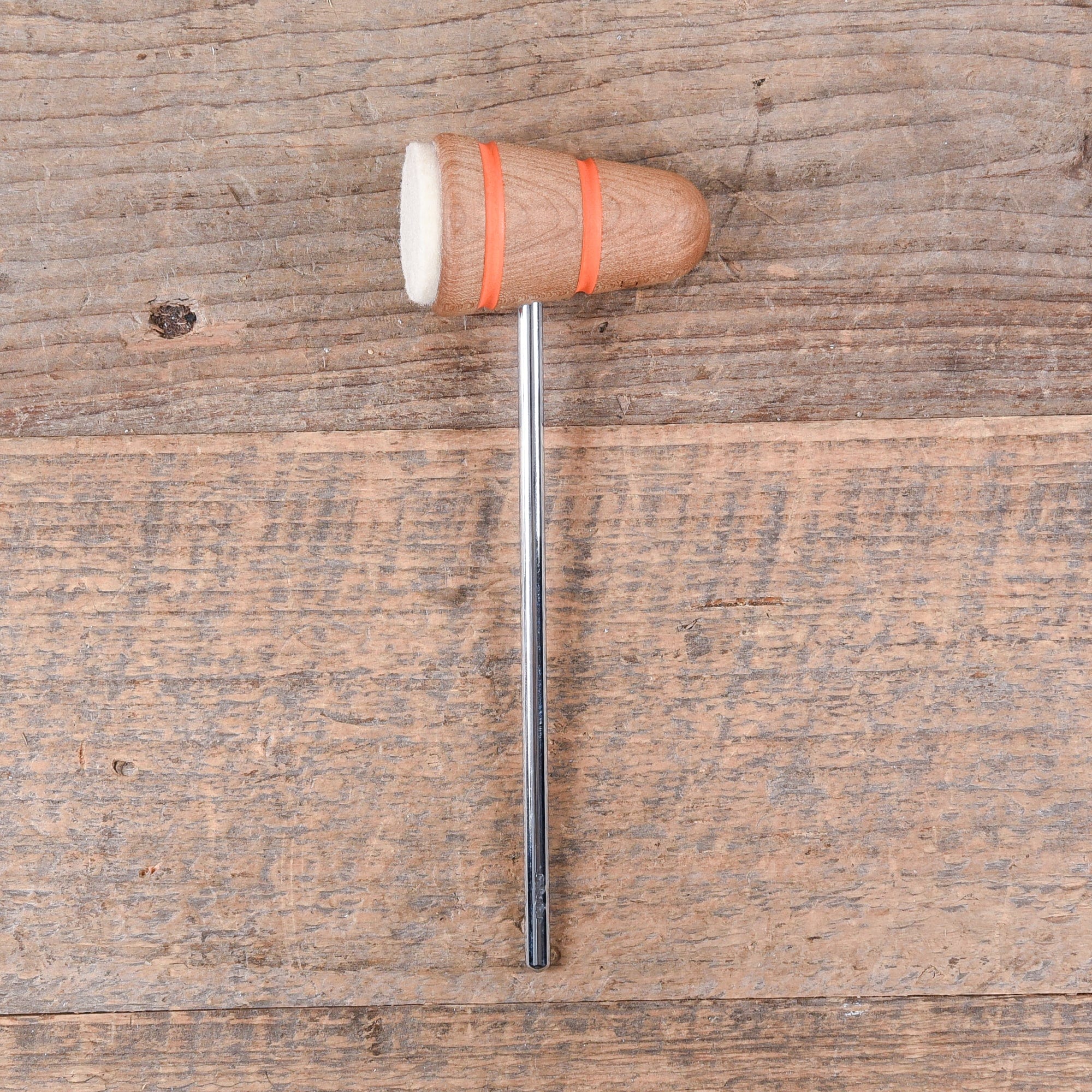 Low Boy Standard Felt Bass Drum Beater Natural w/Orange Stripes ...