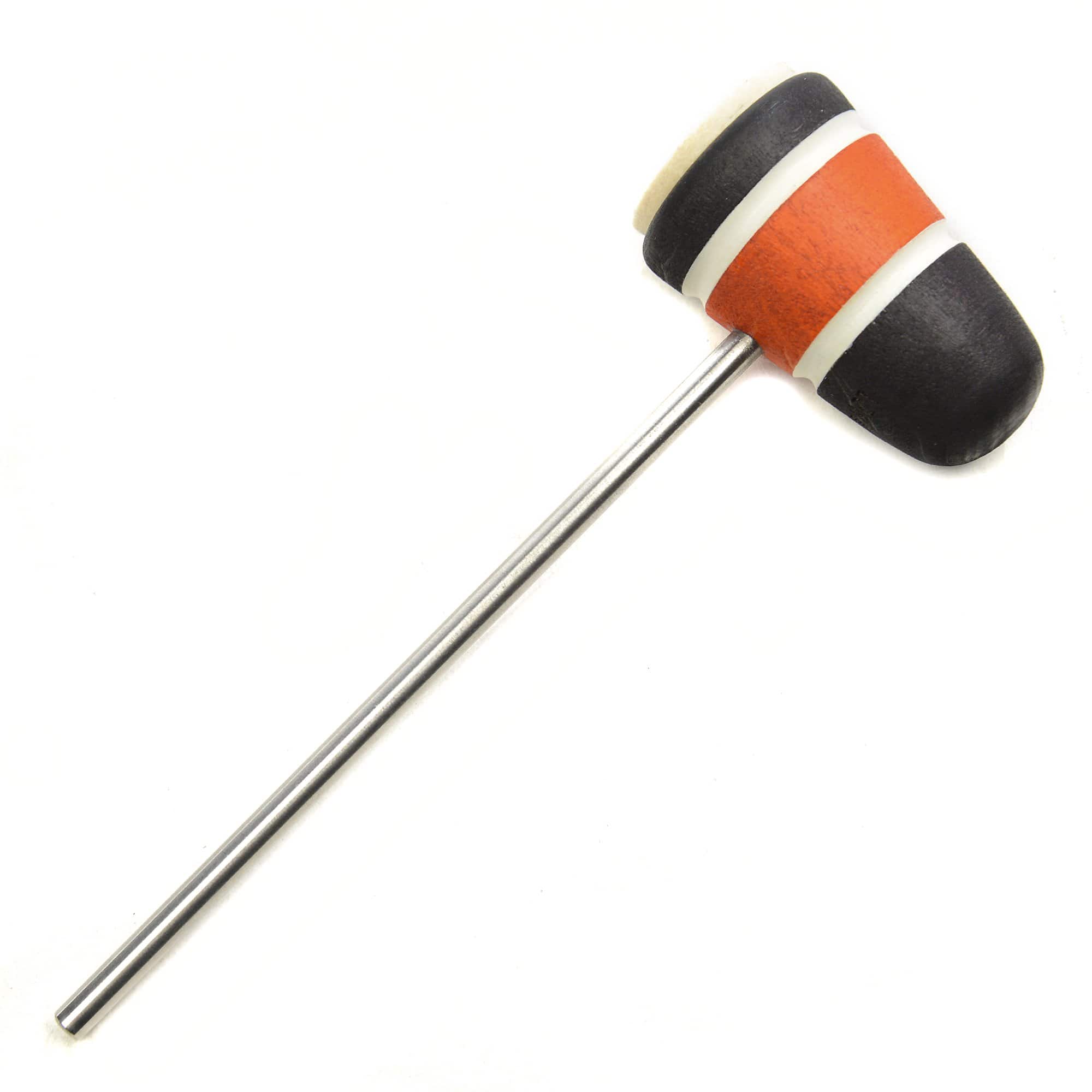 Low Boy Standard Felt Brown Bass Drum Beater Black/Orange/Black w/Whit ...