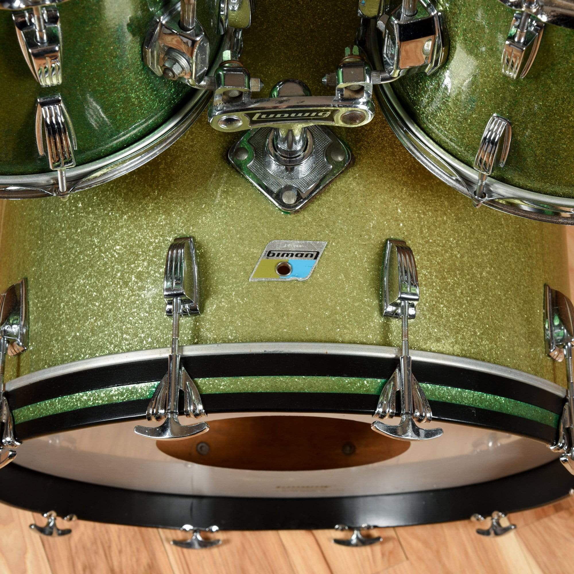 Ludwig 12/13/16/22 1970's 4pc Drum Kit Green Sparkle – Chicago Music ...