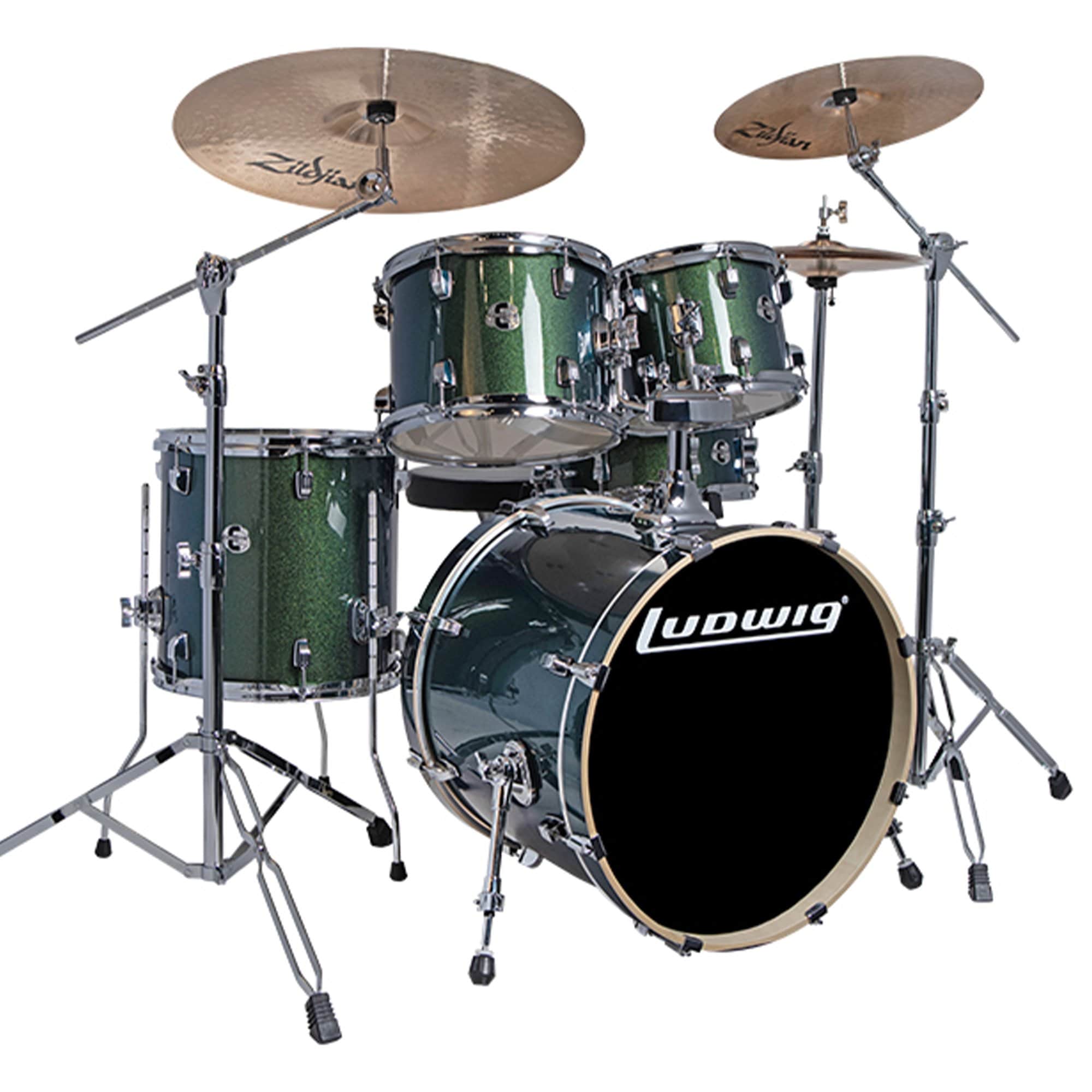 Ludwig Element Evolution 10/12/14/20/5x14 5pc. Drum Kit Green Sparkle ...