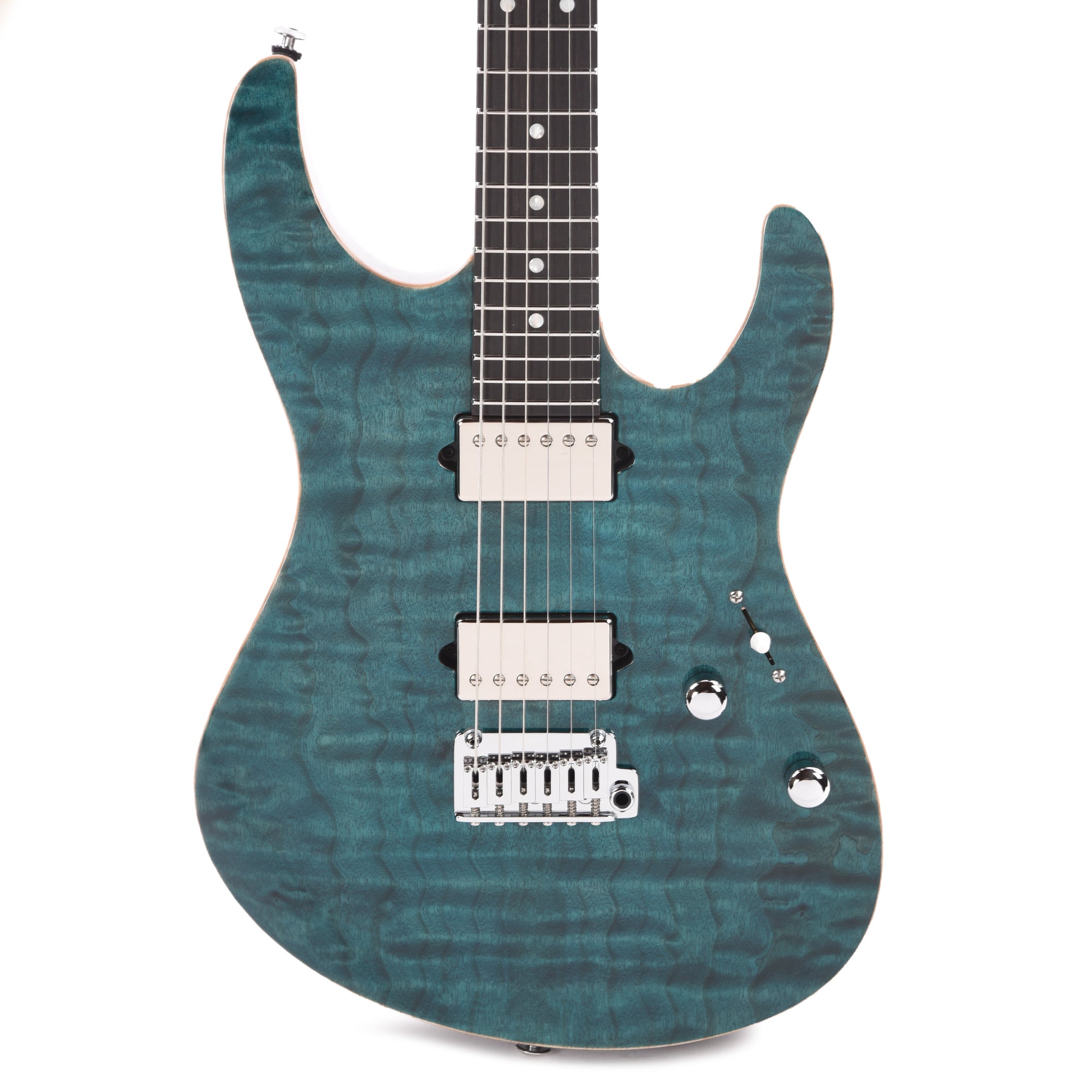 Suhr Custom Modern HH Quilted Maple/Mahogany Transparent Teal – Chicago ...