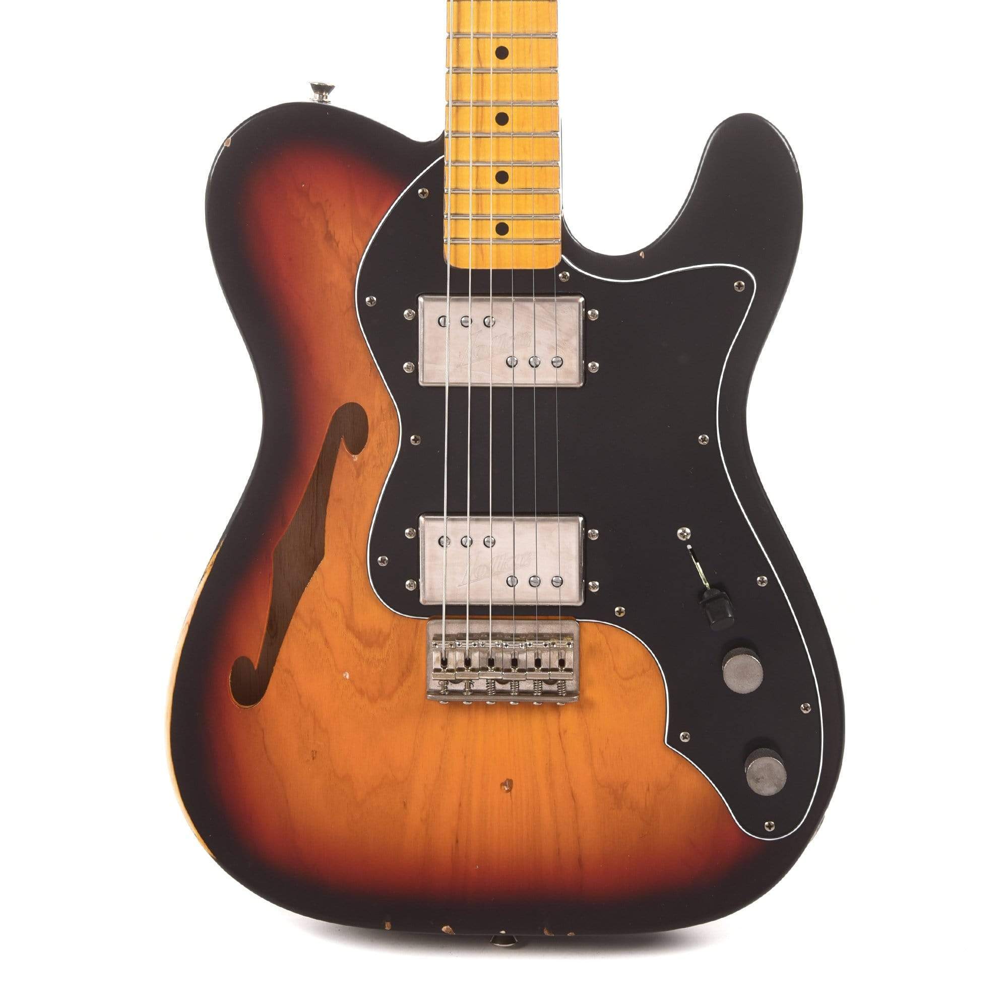 Nash T-72 Thinline Ash 3-Tone Sunburst Light Relic w/3-Ply Black Pickg ...
