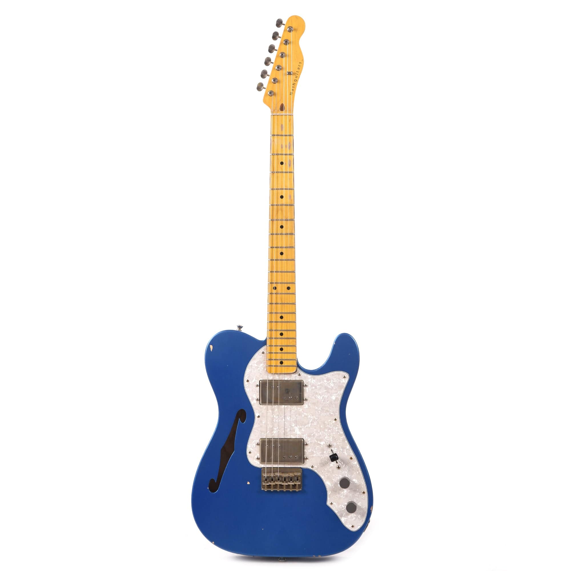 Nash T-72 Thinline Ash Lake Placid Blue Light Aging w/Pearloid Pickgua ...