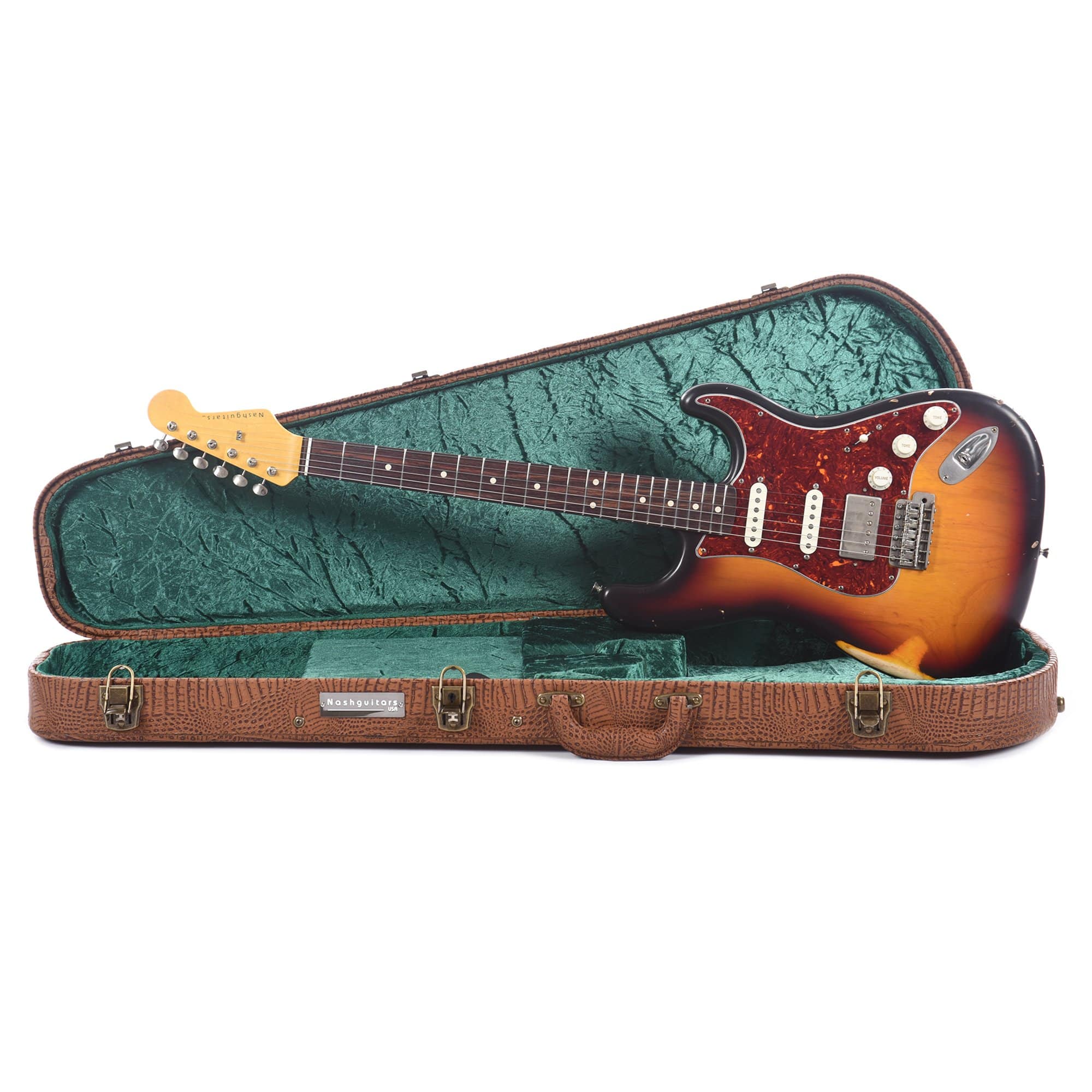 Nash S-63 HSS Ash 3-Tone Sunburst Medium Relic w/4-Ply Tortoise Pickgu ...