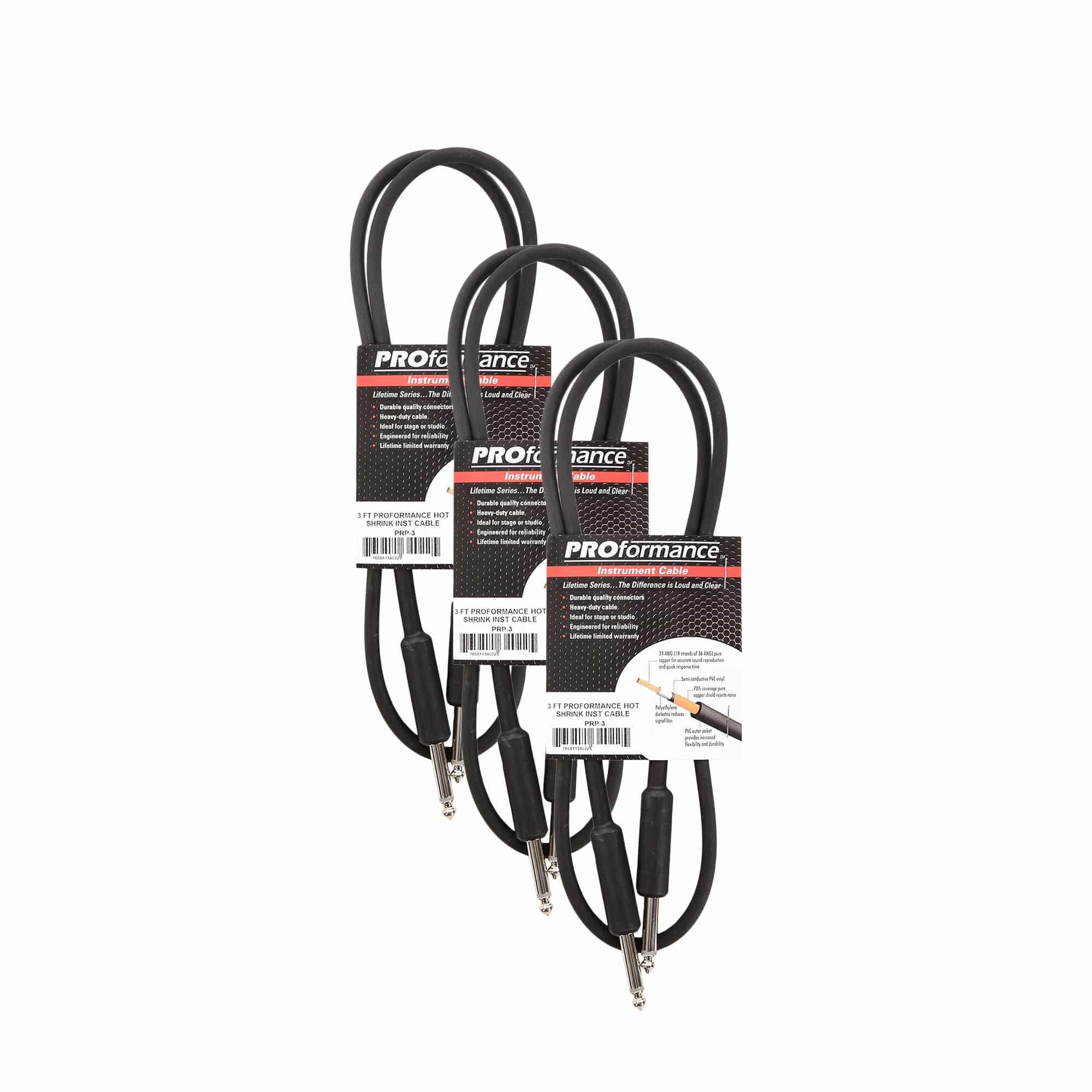 PROformance Instrument Cable 3' Straight-Straight 3 Pack Bundle ...