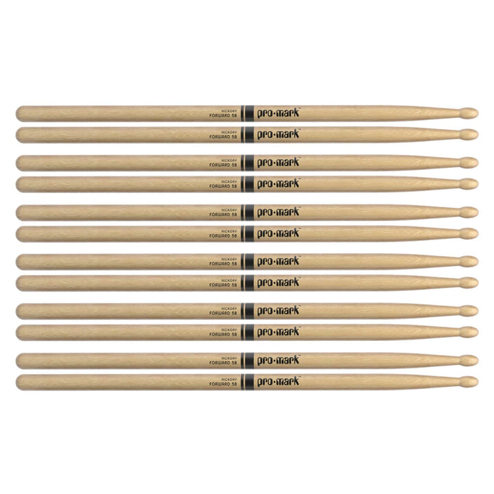 Promark American Hickory 5B Wood Tip Drum Sticks (6 Pair Bundle ...