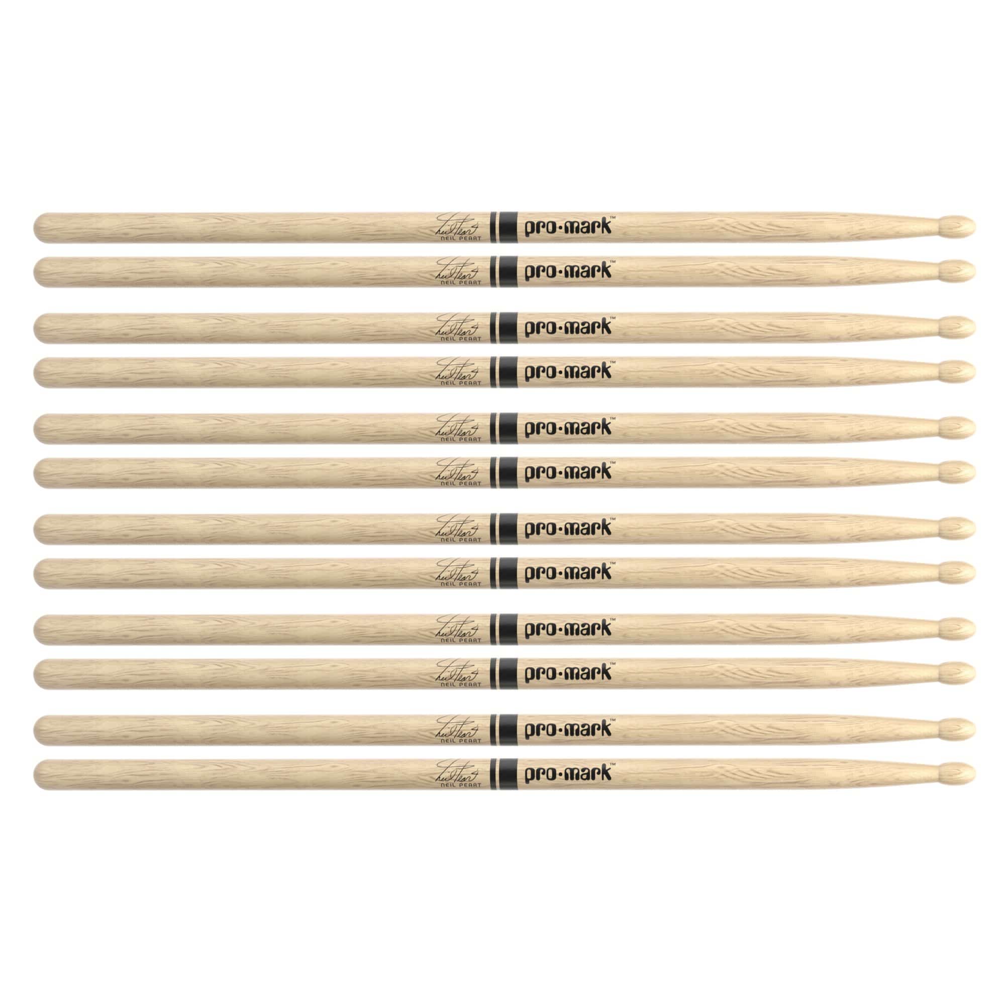 Promark Japanese White Oak 747 Neil Peart Wood Tip Drum Sticks (6 Pair ...