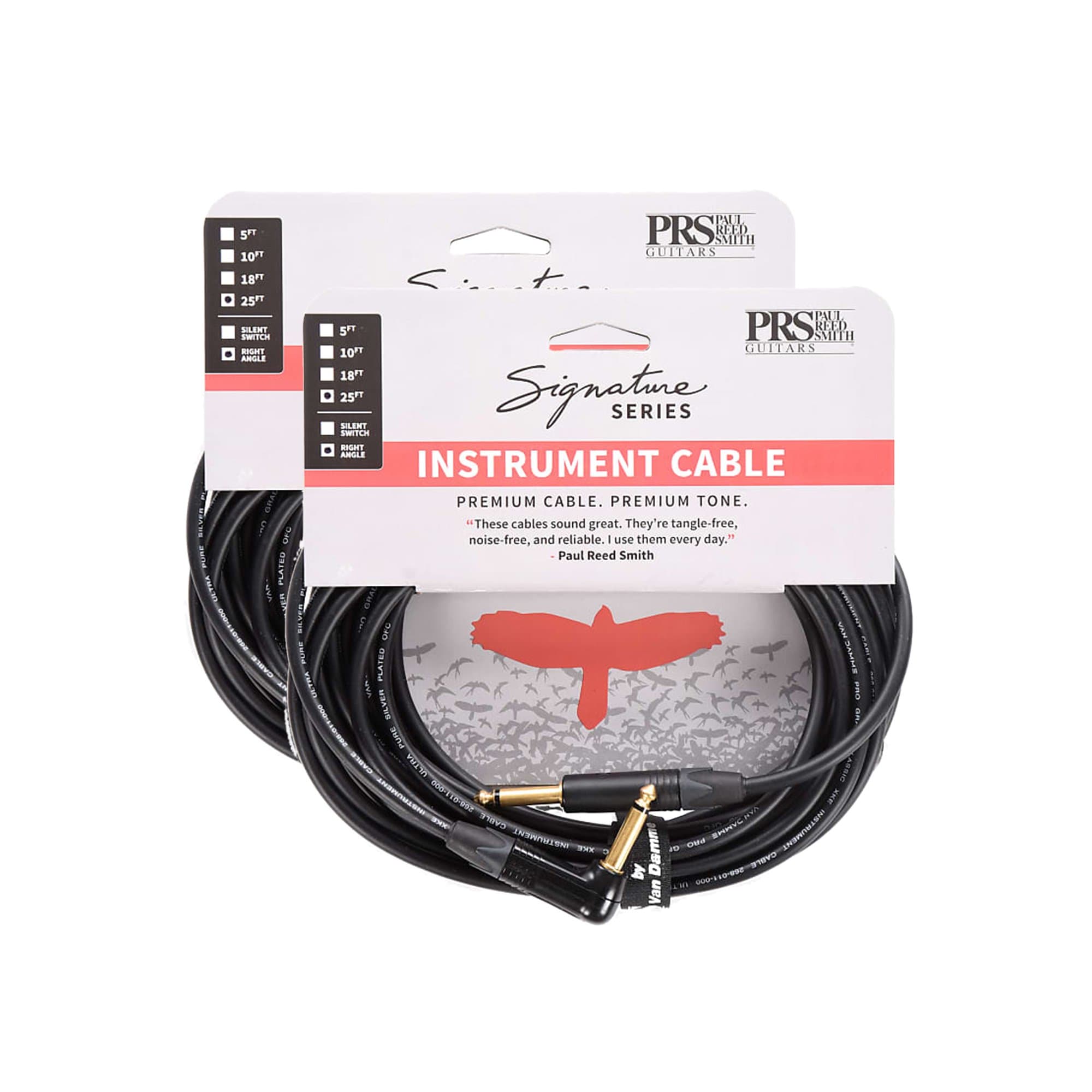 PRS 25' Signature Instrument Cable Straight/Angle 2 Pack Bundle ...