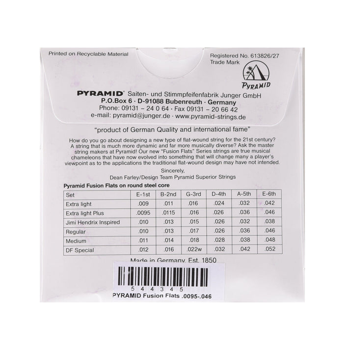 Pyramid Fusion Flats Chrome-Nickel Flatwound Guitar Strings Extra Ligh ...