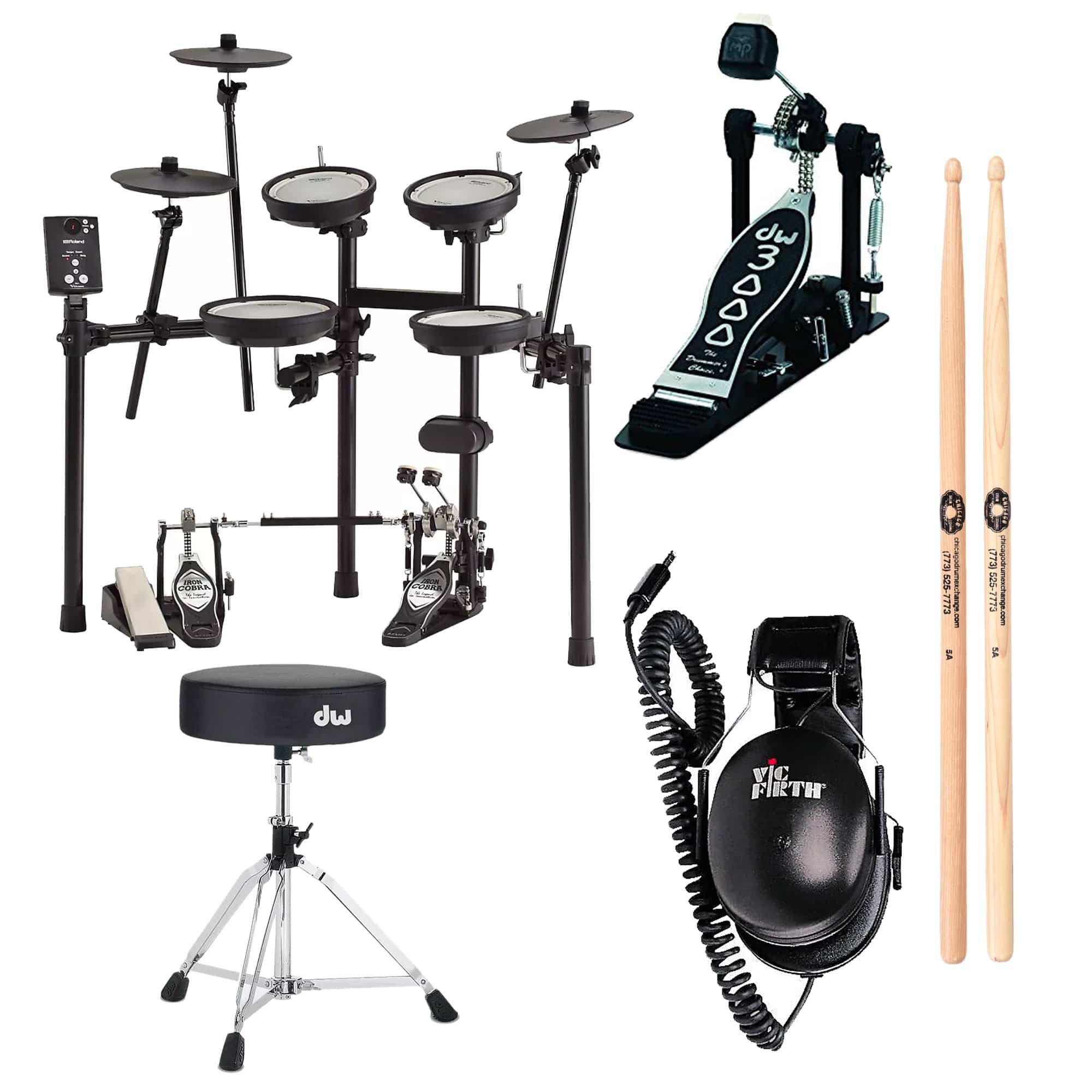 Roland TD-1DMK V-Drums Electronic Drum Set Bundle w/Bass Drum Pedal, T – Chicago Music Exchange
