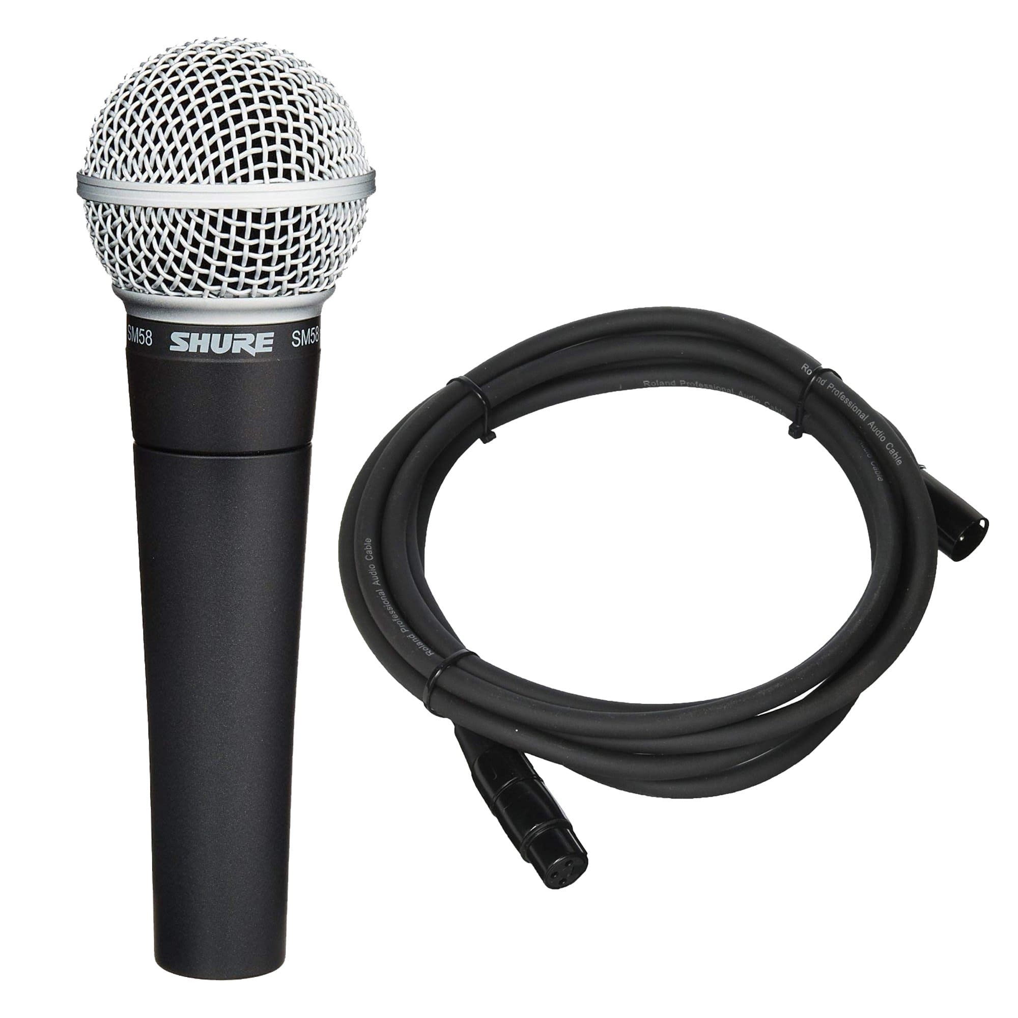 Shure SM58-LC Cardioid Dynamic Vocal Microphone and 10' Microphone Cab ...
