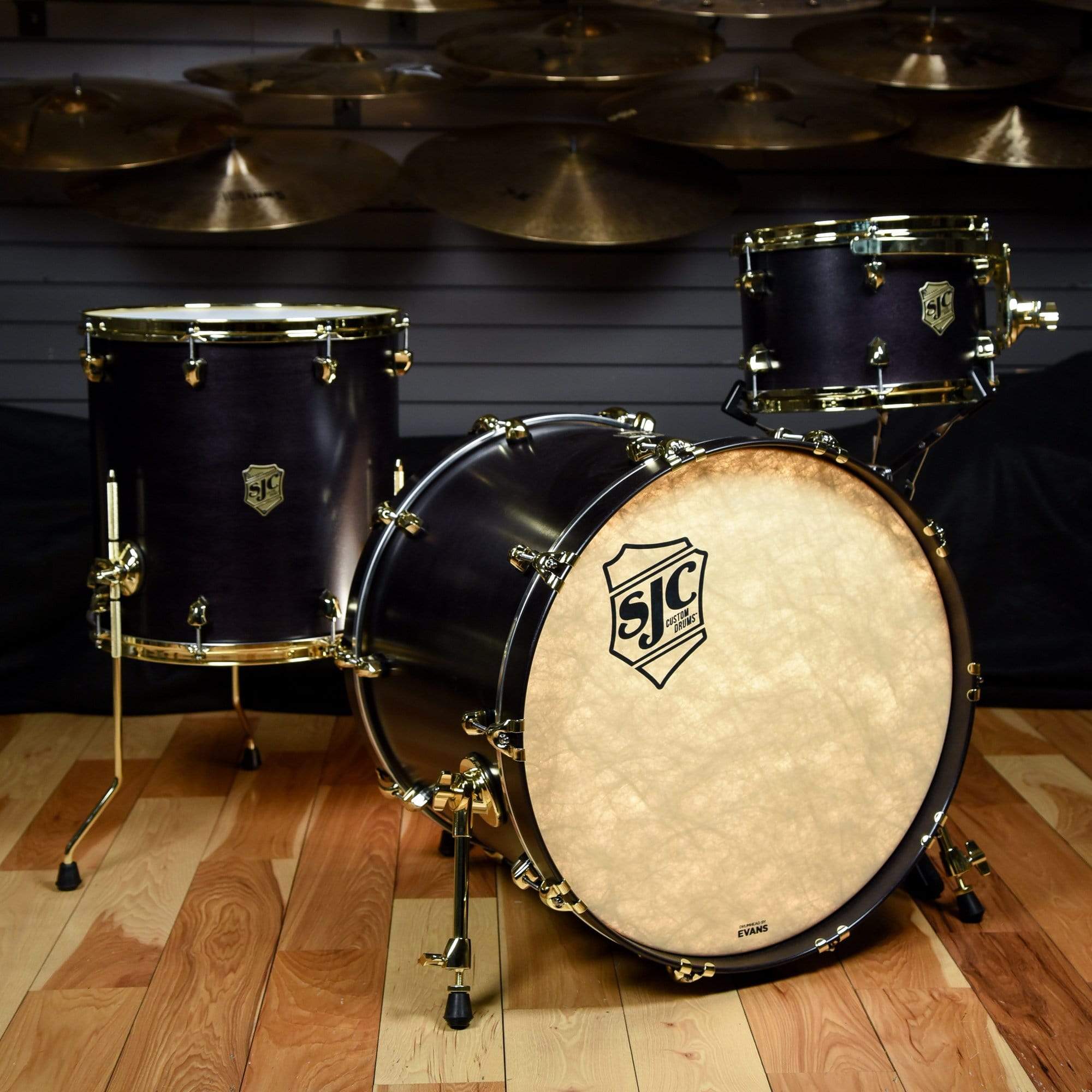 SJC 12/16/22 3pc. Tour Series Drum Kit Flat Black w/Brass Hdw – Chicago ...