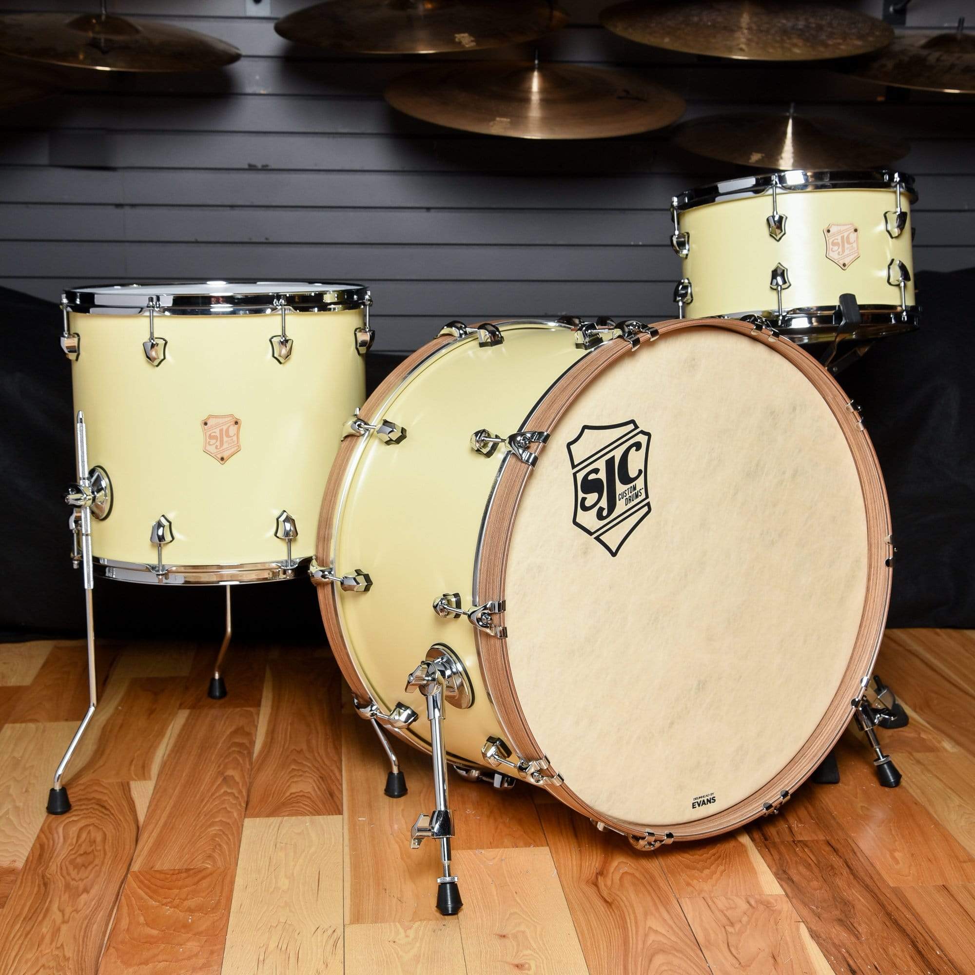SJC 13/16/24 3pc. Heirloom Series Drum Kit Yellow Matte w/Chrome Hdw ...
