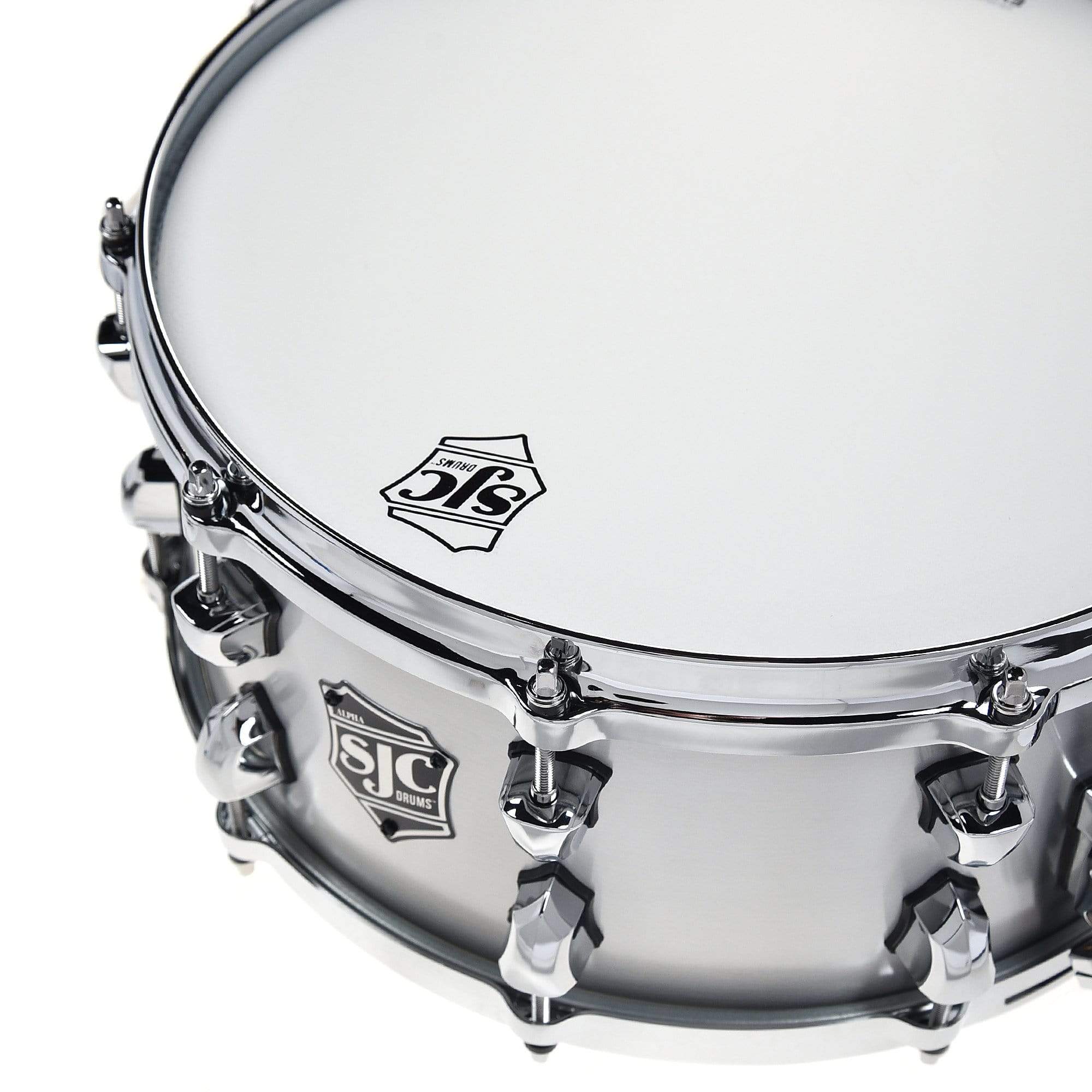 SJC 6.5x14 Alpha Aluminum 1.2mm Rolled Aluminum Snare Drum w/Chrome Hd ...