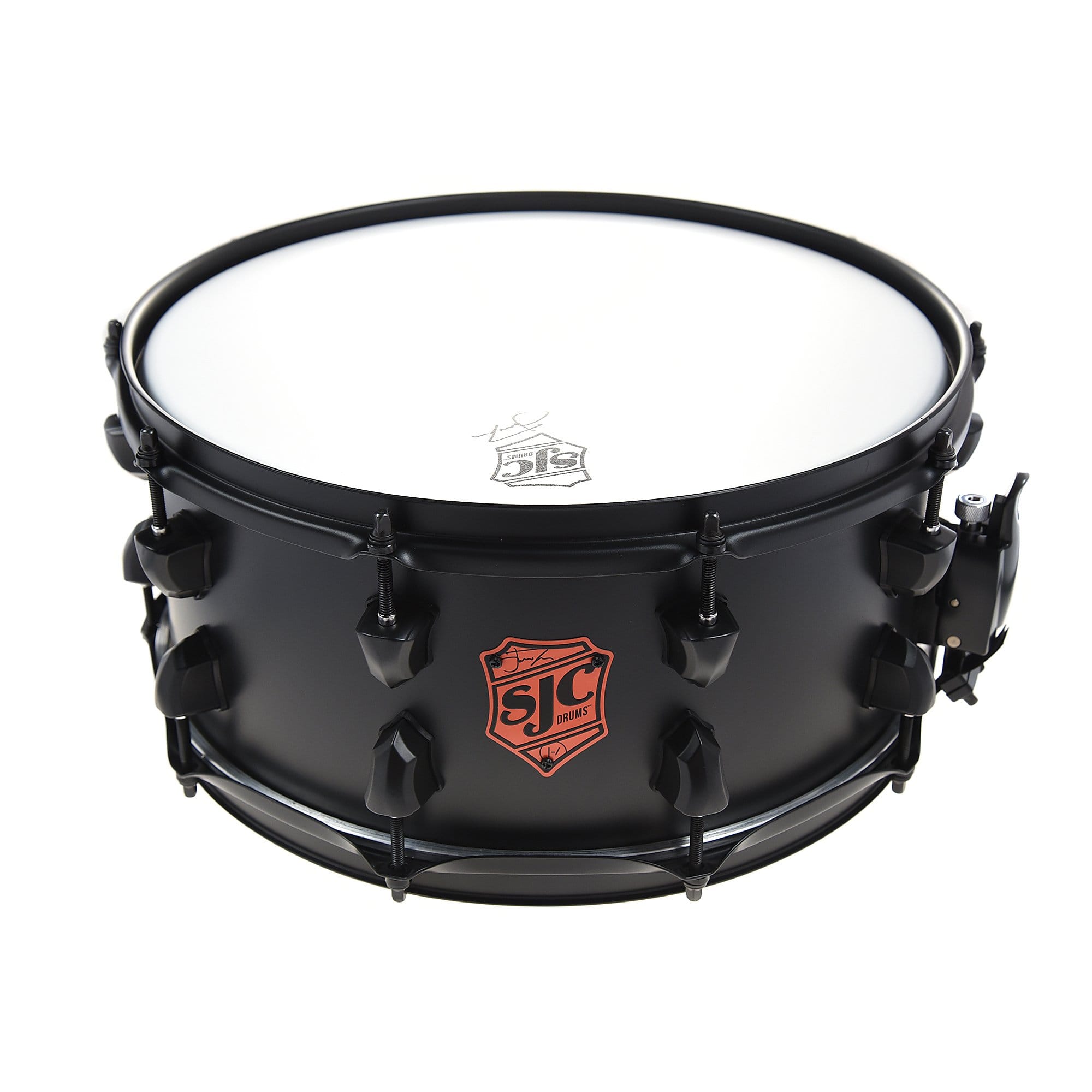SJC 6.5x14 Josh Dun "Crowd" 1mm Steel Snare Drum Flat Black, Red Badge ...