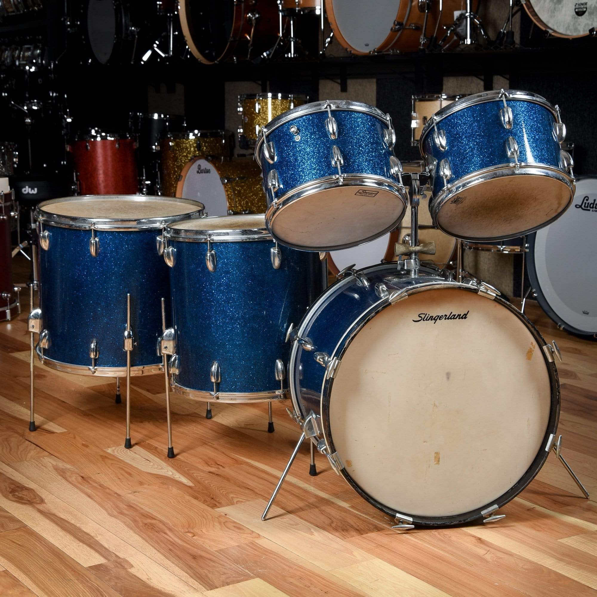 Slingerland 12/12/16/18/20 Blue Sparkle 1960s – Chicago Music Exchange