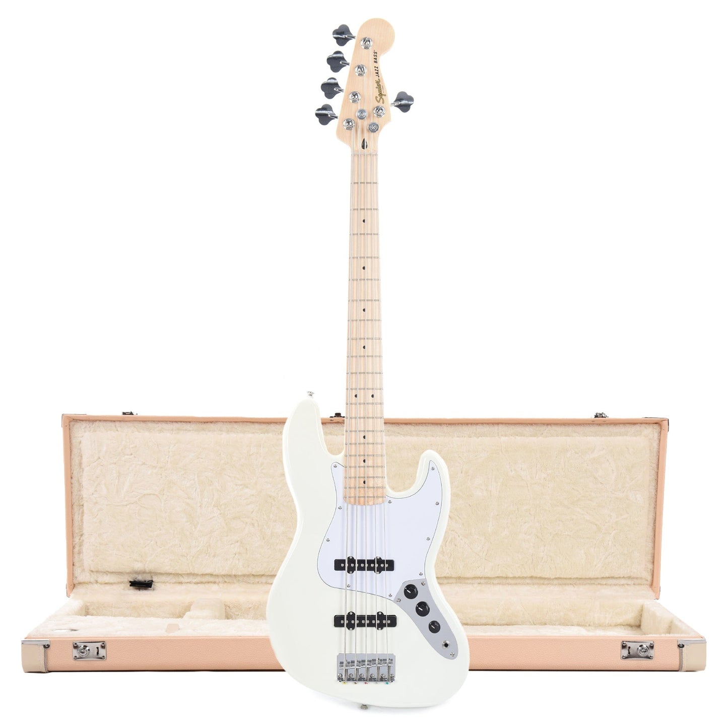Squier Affinity Jazz Bass V Olympic White and Hardshell Case Jazz Bass ...
