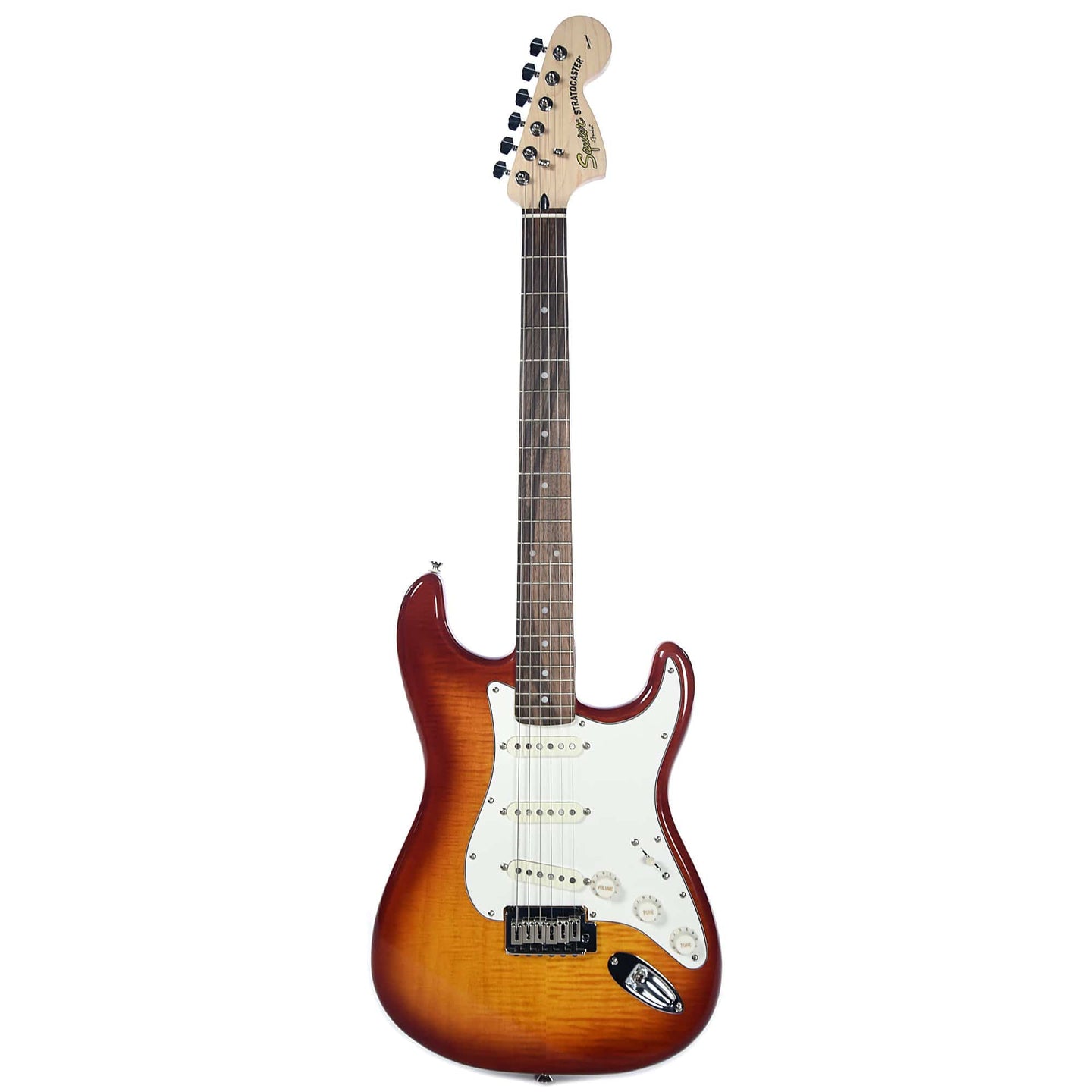 Squier Standard Stratocaster Flame Maple Top Amber Burst – Chicago ...