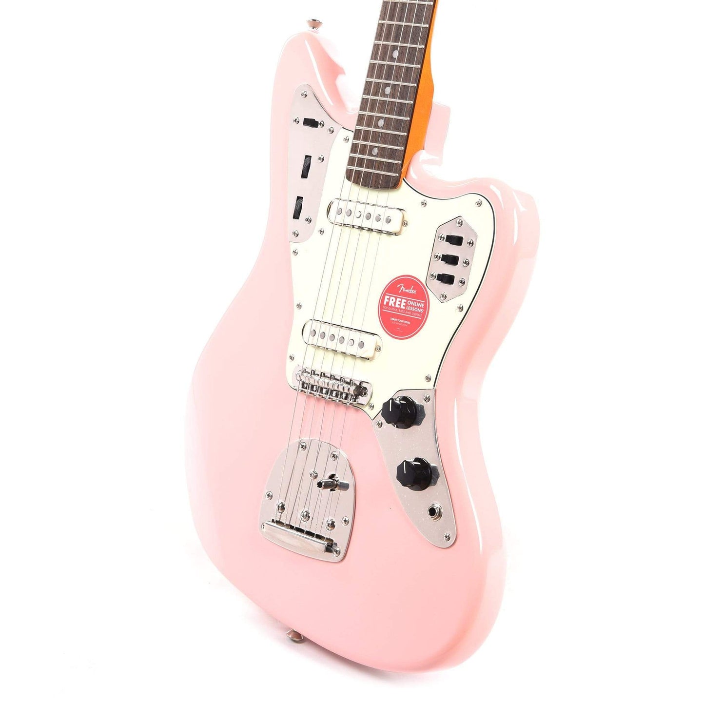 Squier Classic Vibe '60s Jaguar Shell Pink w/Matching Headcap & 3-Ply ...