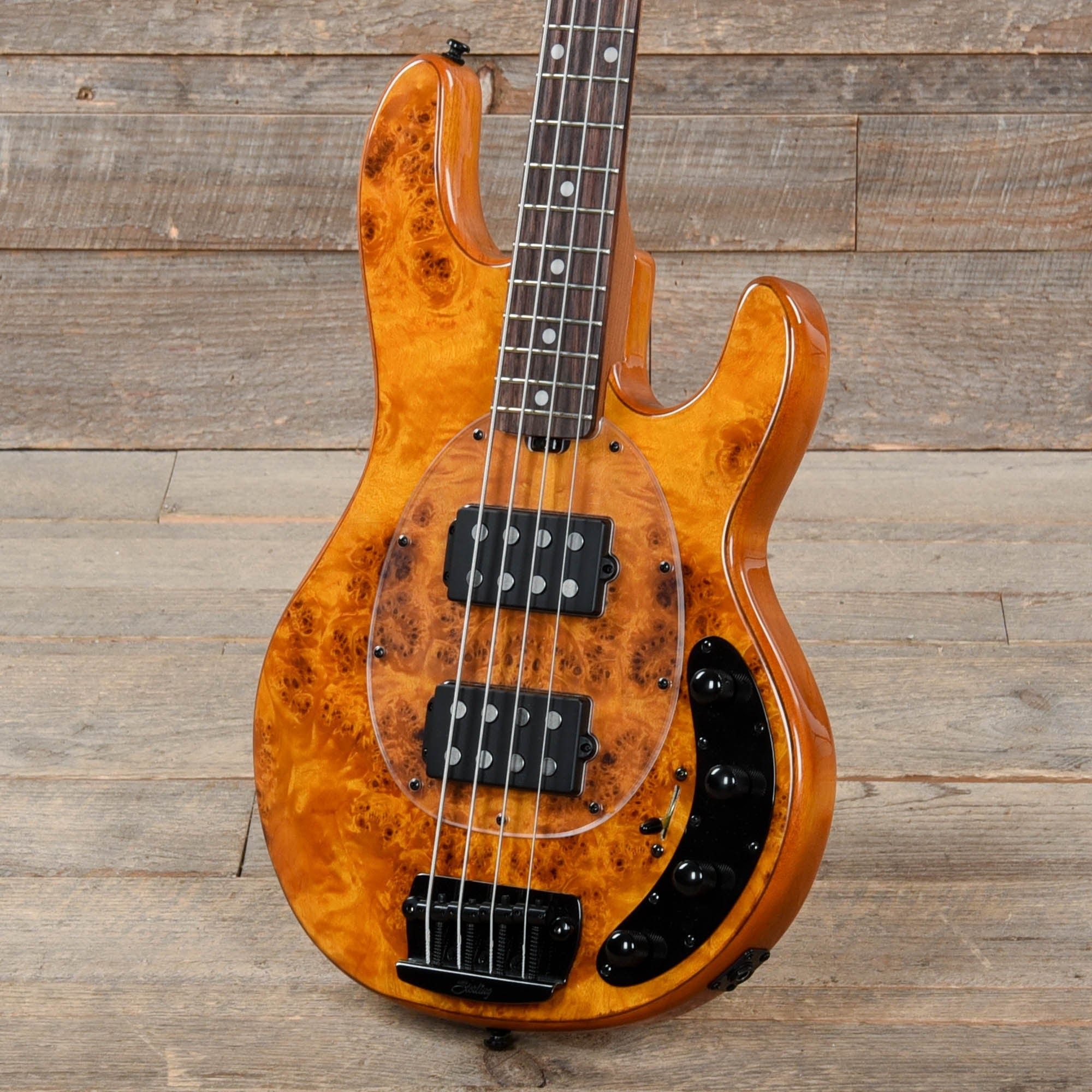 Sterling by Music Man StingRay RAY34 HH Poplar Burl Amber – Chicago ...