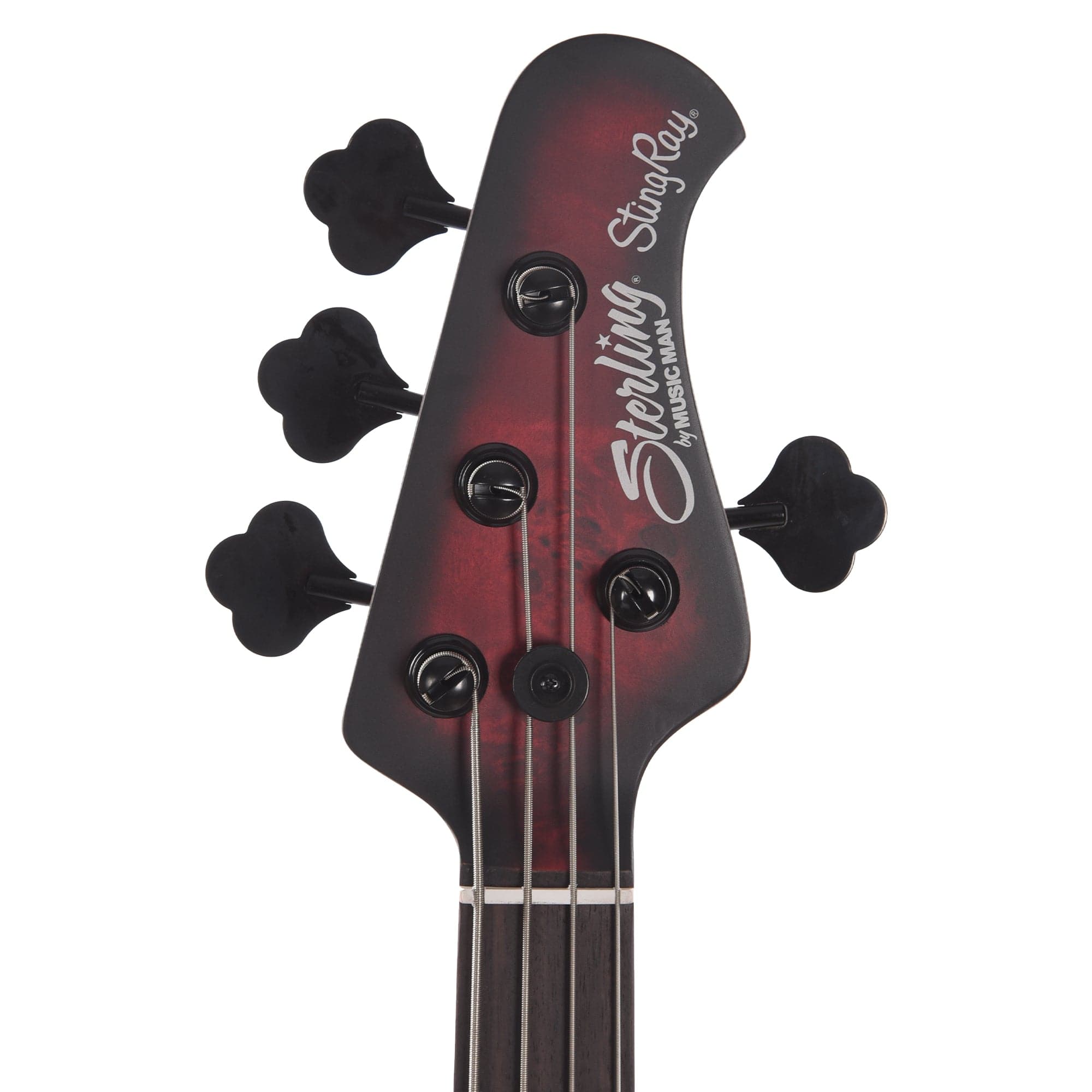 Sterling by Music Man StingRay RAY34 Poplar Burl Dark Scarlet Burst Sa ...