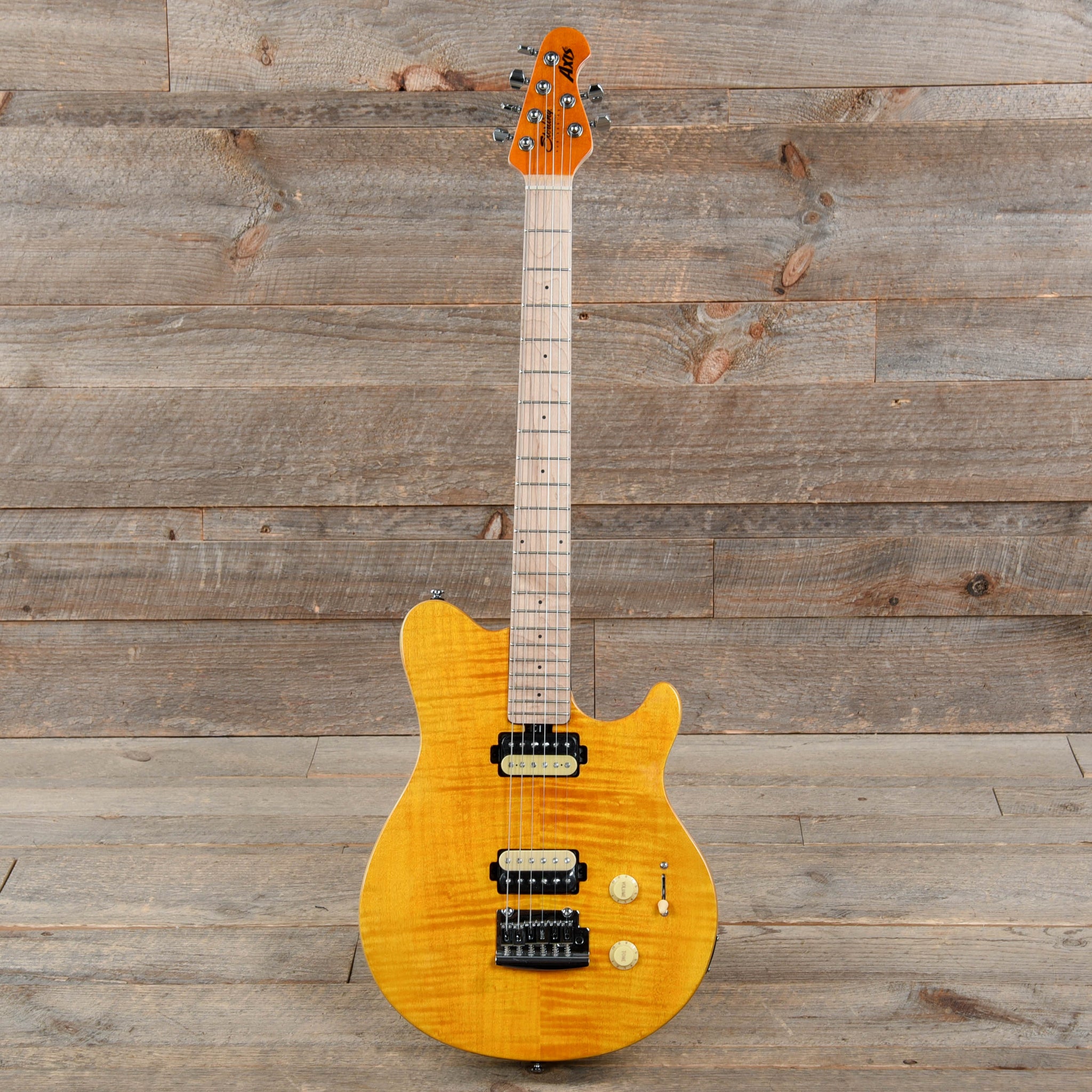Sterling by Music Man S.U.B. Series Axis Flame Maple Top Trans Gold ...