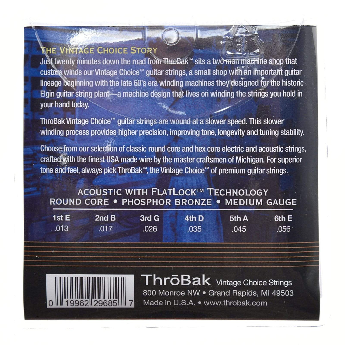 ThroBak Round Wound Phosphor Bronze Round Core Medium Acoustic String ...