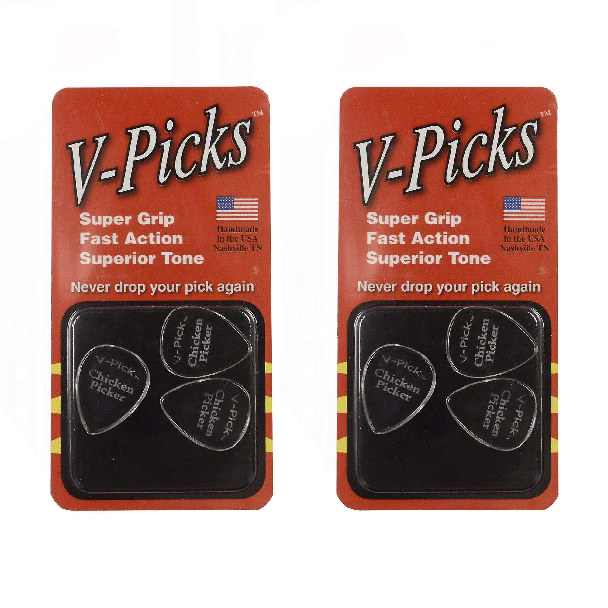 V-Pick Chicken Picker 1.5mm Picks 2 Pack (6) Bundle – Chicago Music ...