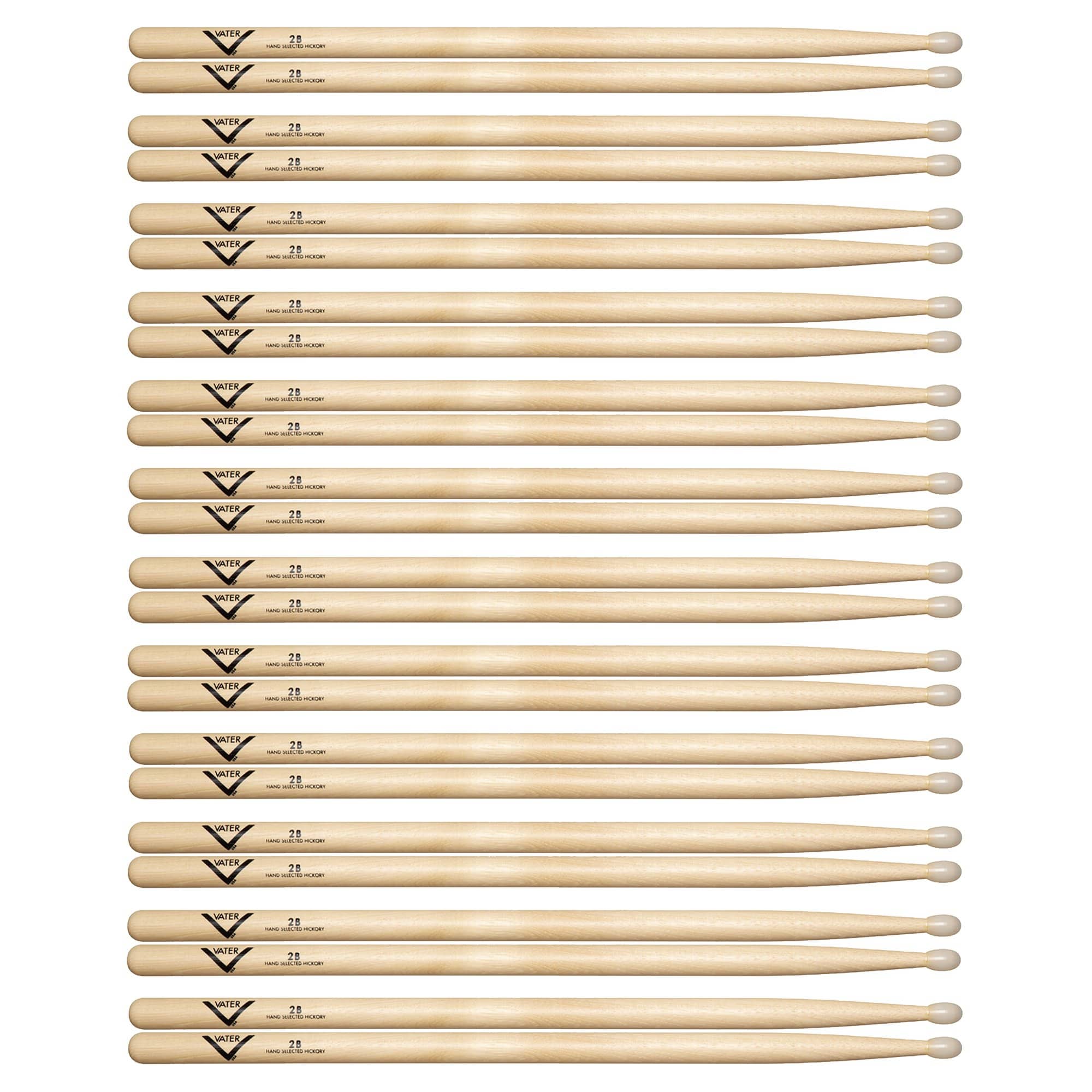 Vater Hickory 2B Nylon Tip Drum Sticks (12 Pair Bundle) – Chicago Music ...