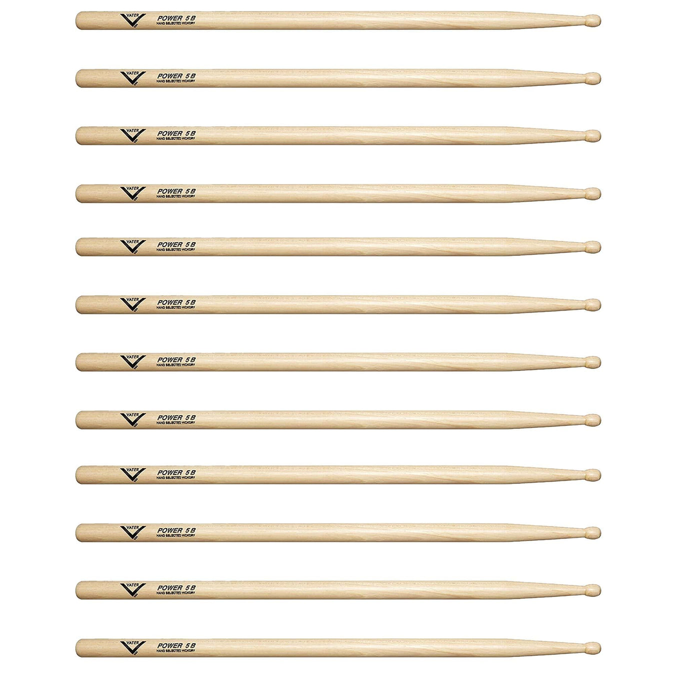 Vater Hickory Power 5B Wood Tip Drum Sticks (6 Pair Bundle) – Chicago ...