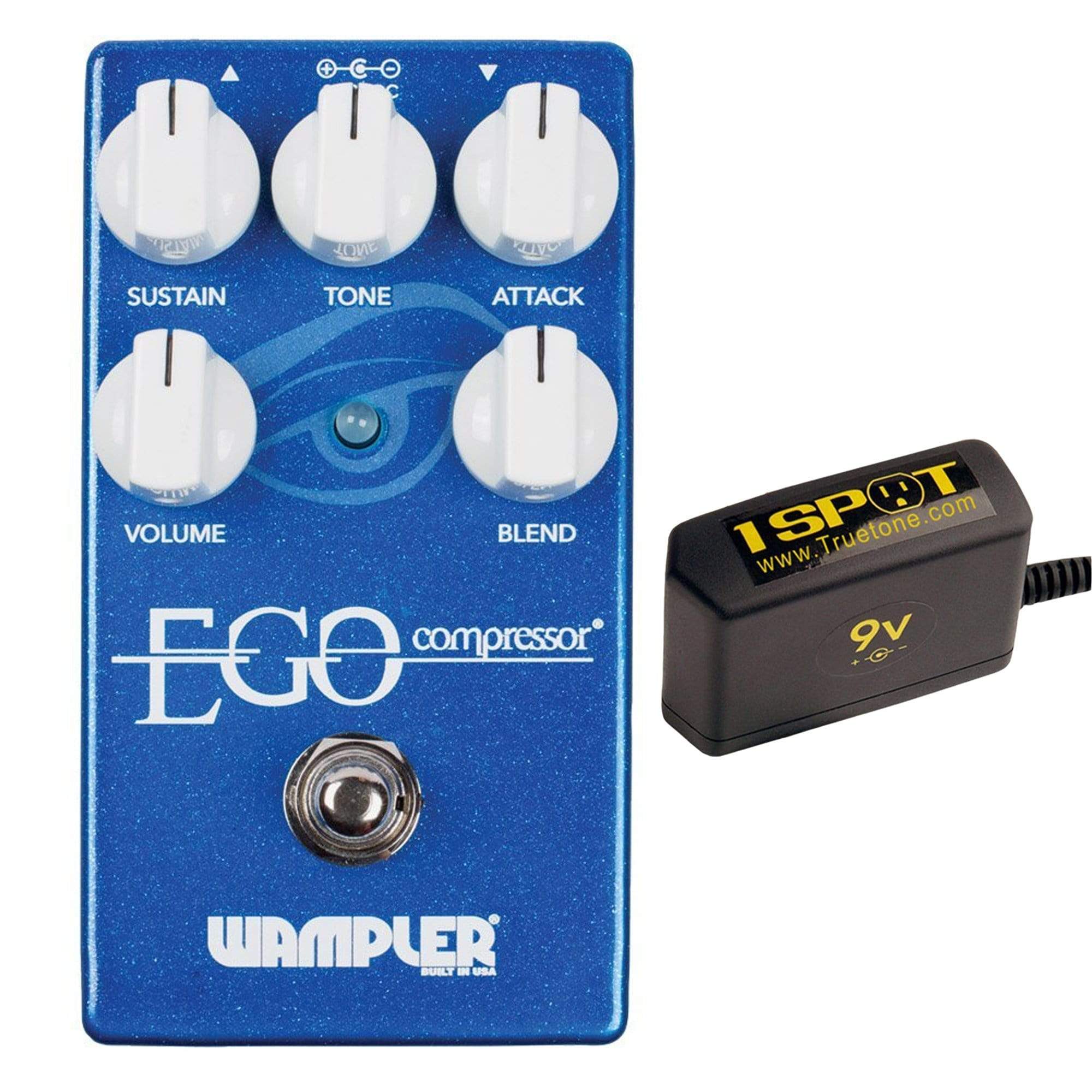 Wampler Ego Compressor Bundle w/ Truetone 1 Spot Space Saving 9v Adapt ...