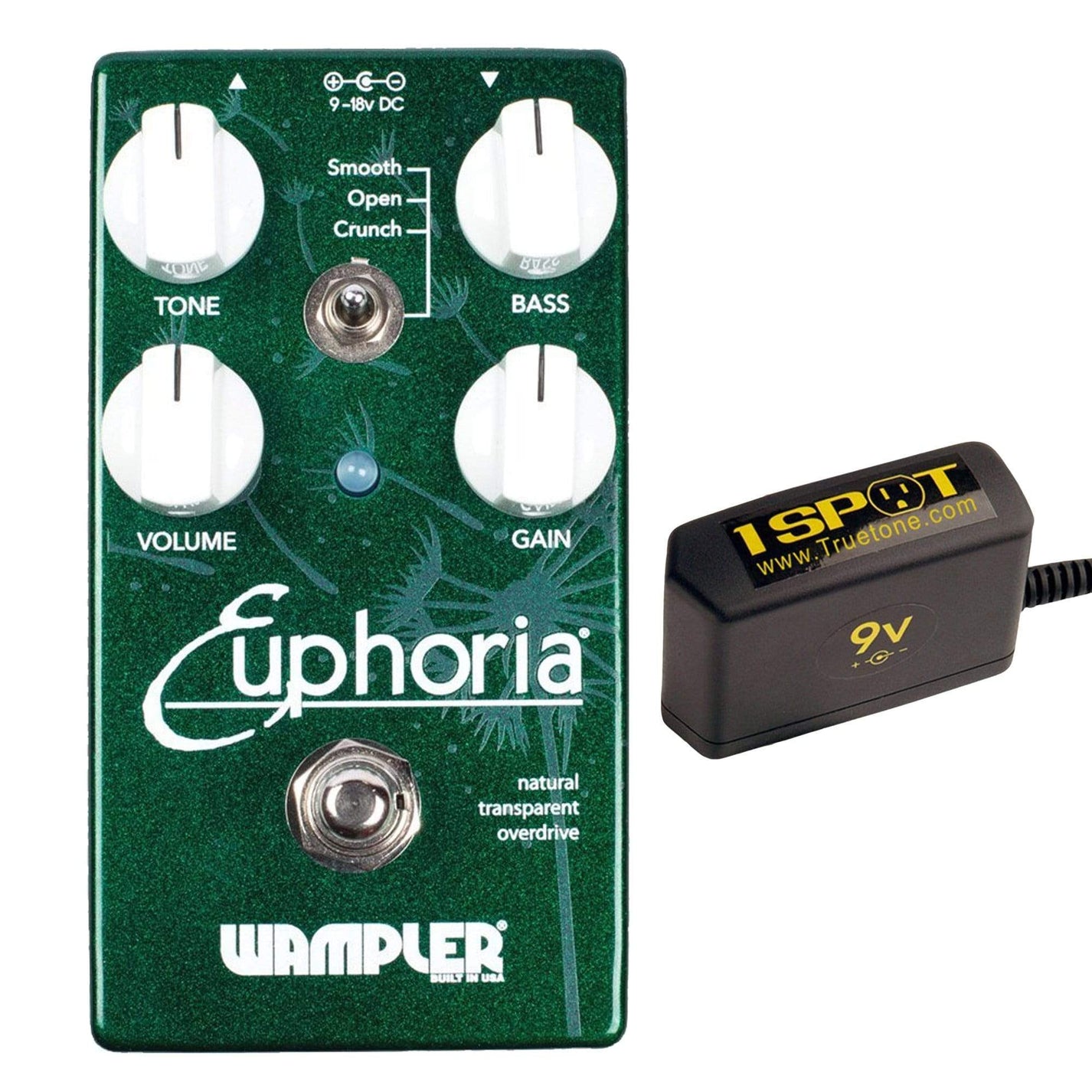 Wampler Euphoria Drive Bundle w/ Truetone 1 Spot Space Saving 9v Adapt ...