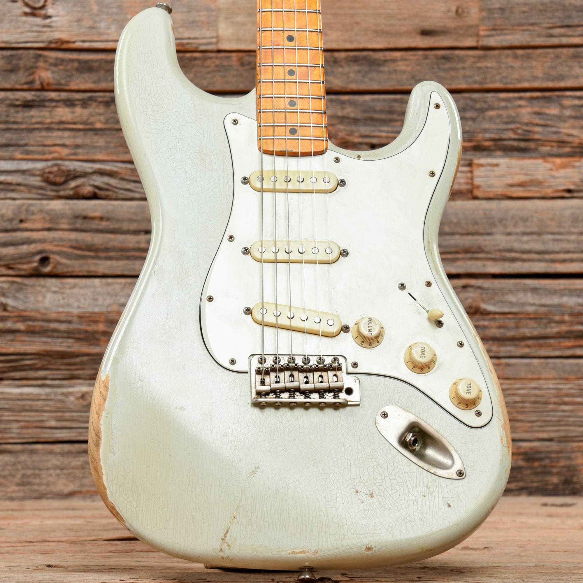 Whitfill Relic'd "S" Style Olympic White 2015 – Chicago Music Exchange