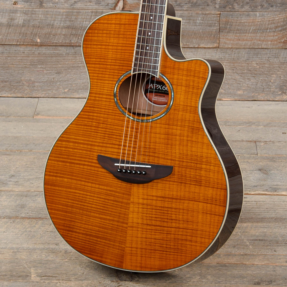 Yamaha APX600FM Flame Maple Amber Acoustic-Electric Guitar – Chicago ...